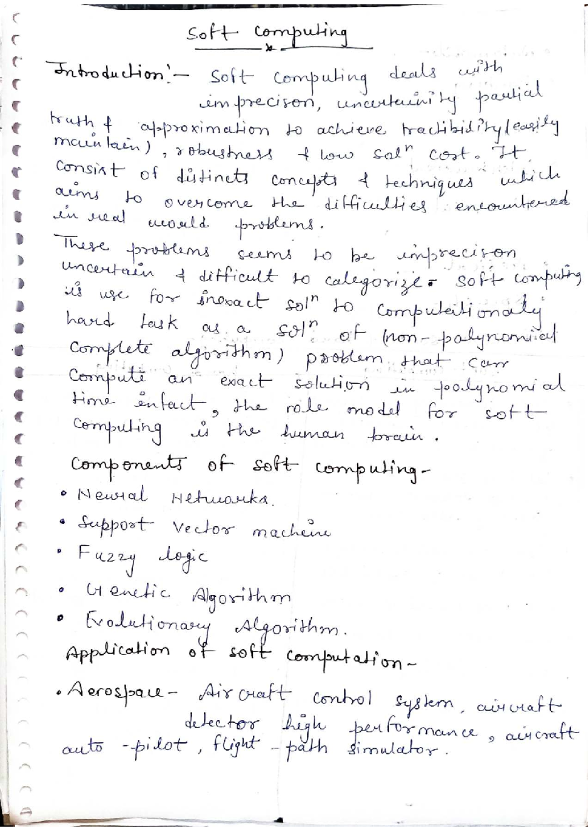 Unit 1 - ASC: Introduction to Soft Computing and Neural Networks - Studocu