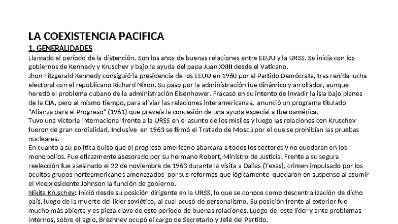 4° LA COEXISTENCIA PACÍFICA: Análisis de la Distensión entre EEUU y ...