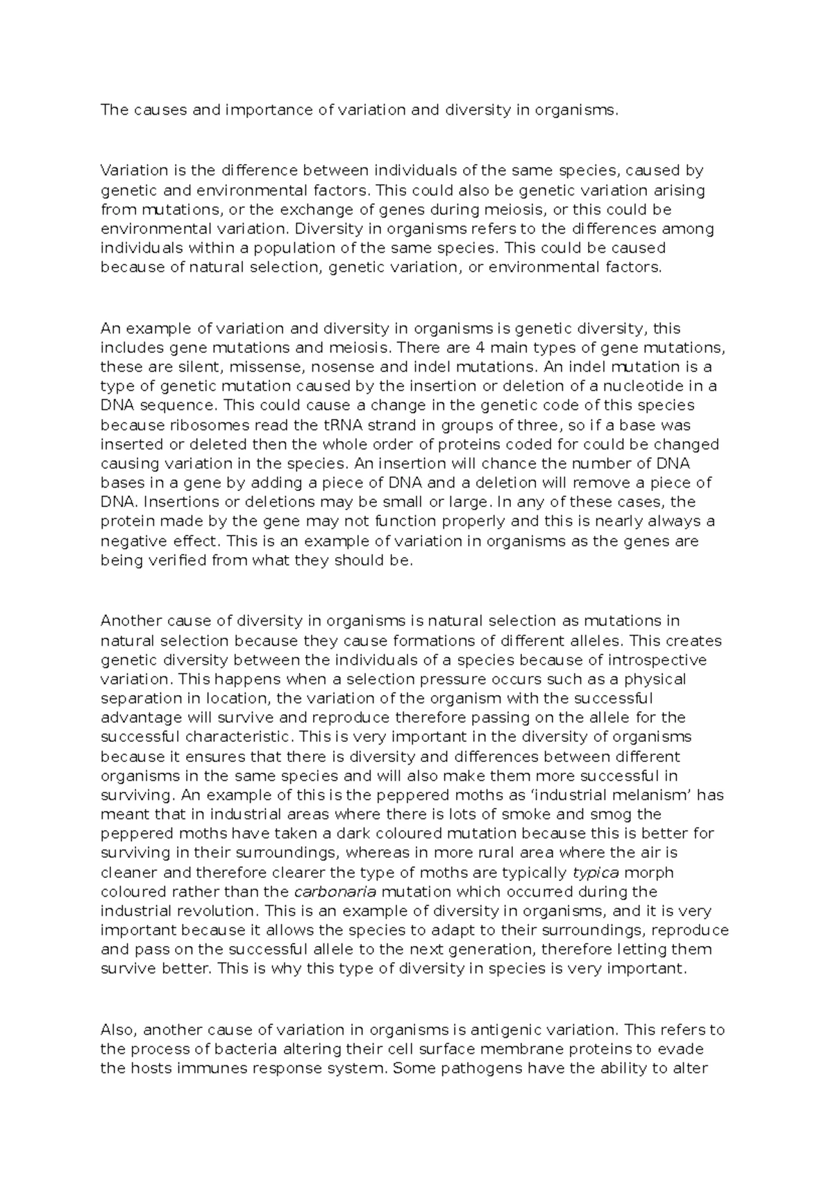 7402 A-Level Biology Paper 3 Essay Notes & Guidance v1 - Studocu