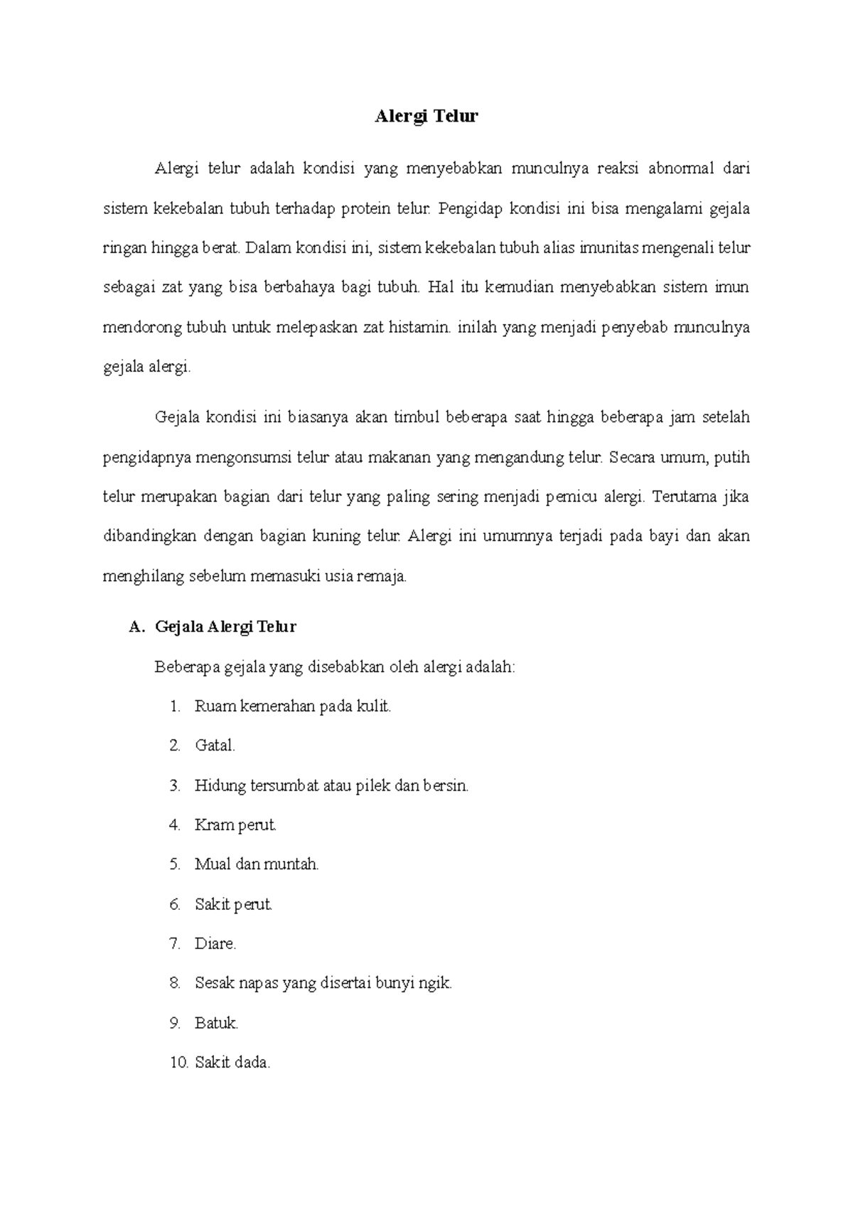 Alergi Telur - Note - Alergi Telur Alergi telur adalah kondisi yang ...
