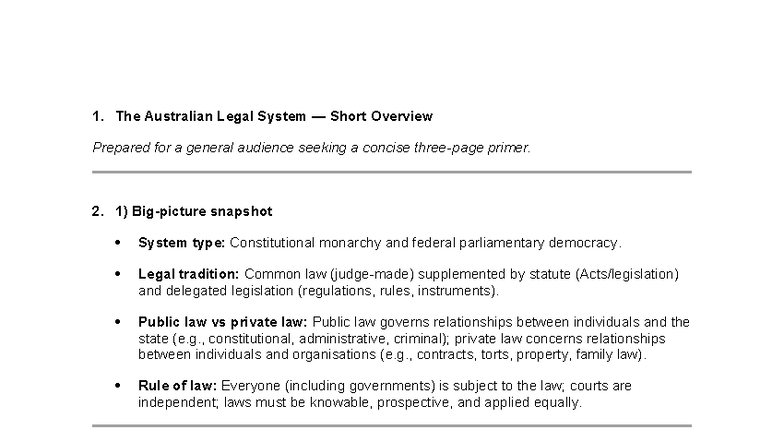 Australian Legal System Overview: Key Concepts and Frameworks - Studocu