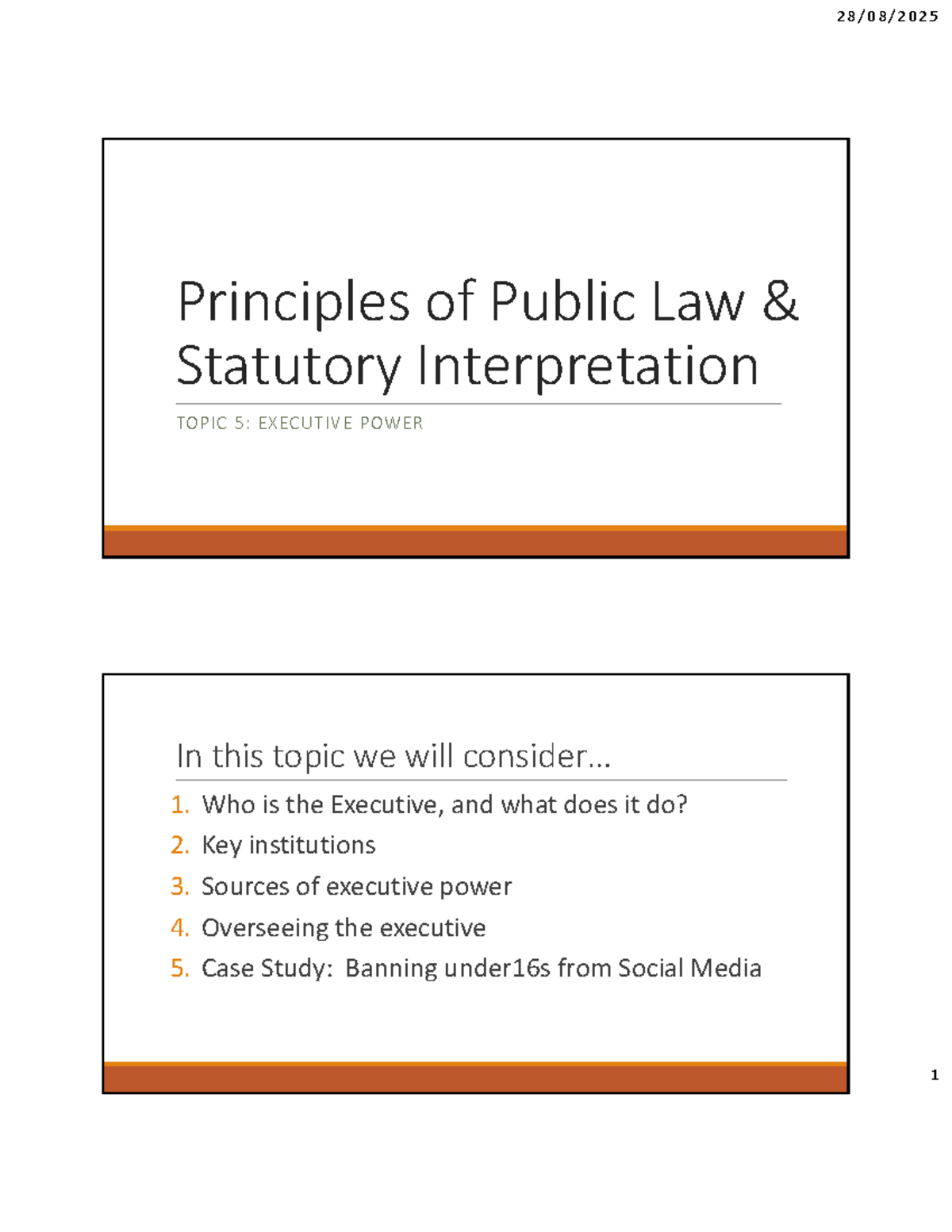 Principles of Public Law: Statutory Interpretation & Executive Power ...