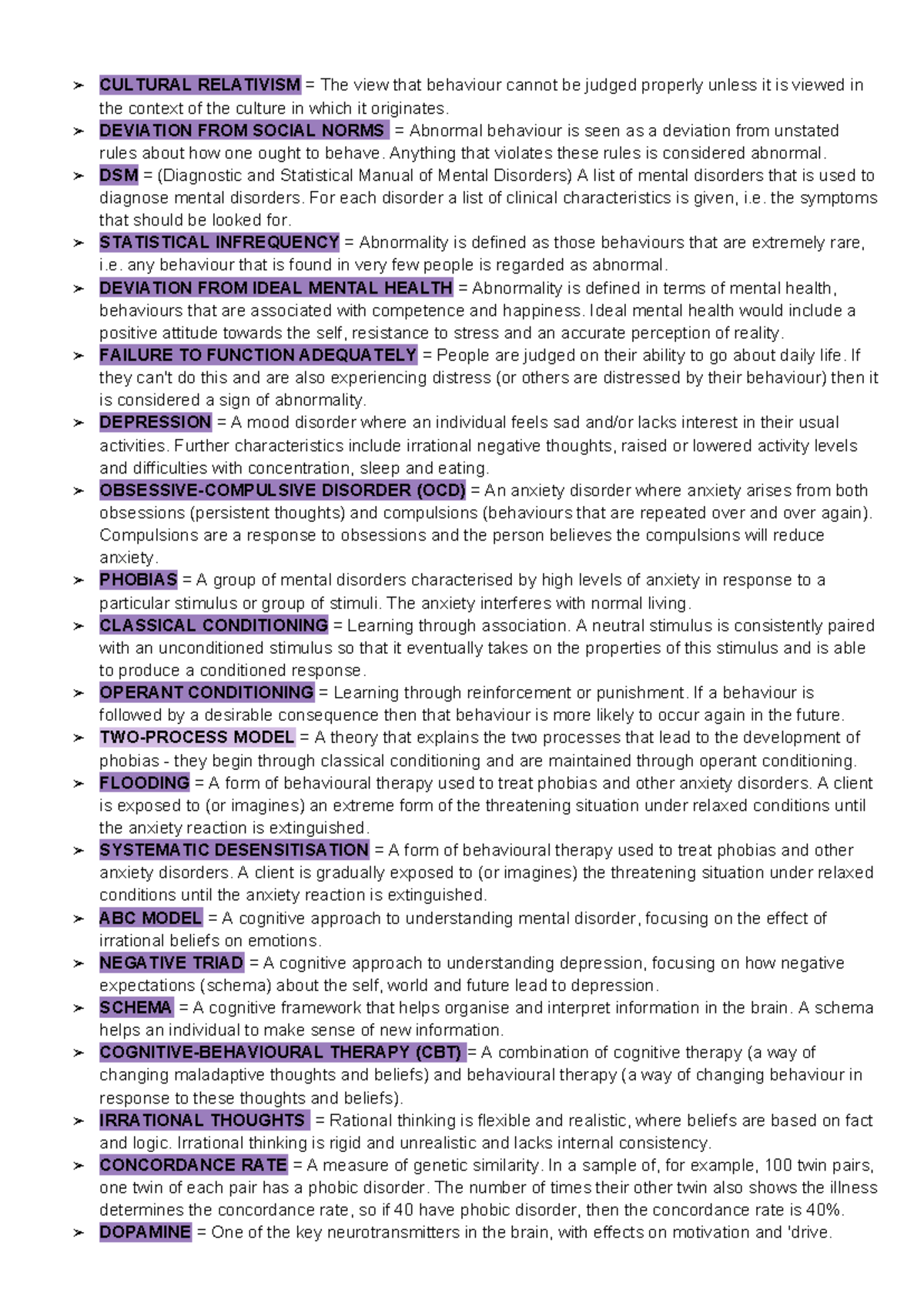 Psychopathology KEY Terms: Understanding Abnormal Behavior and ...