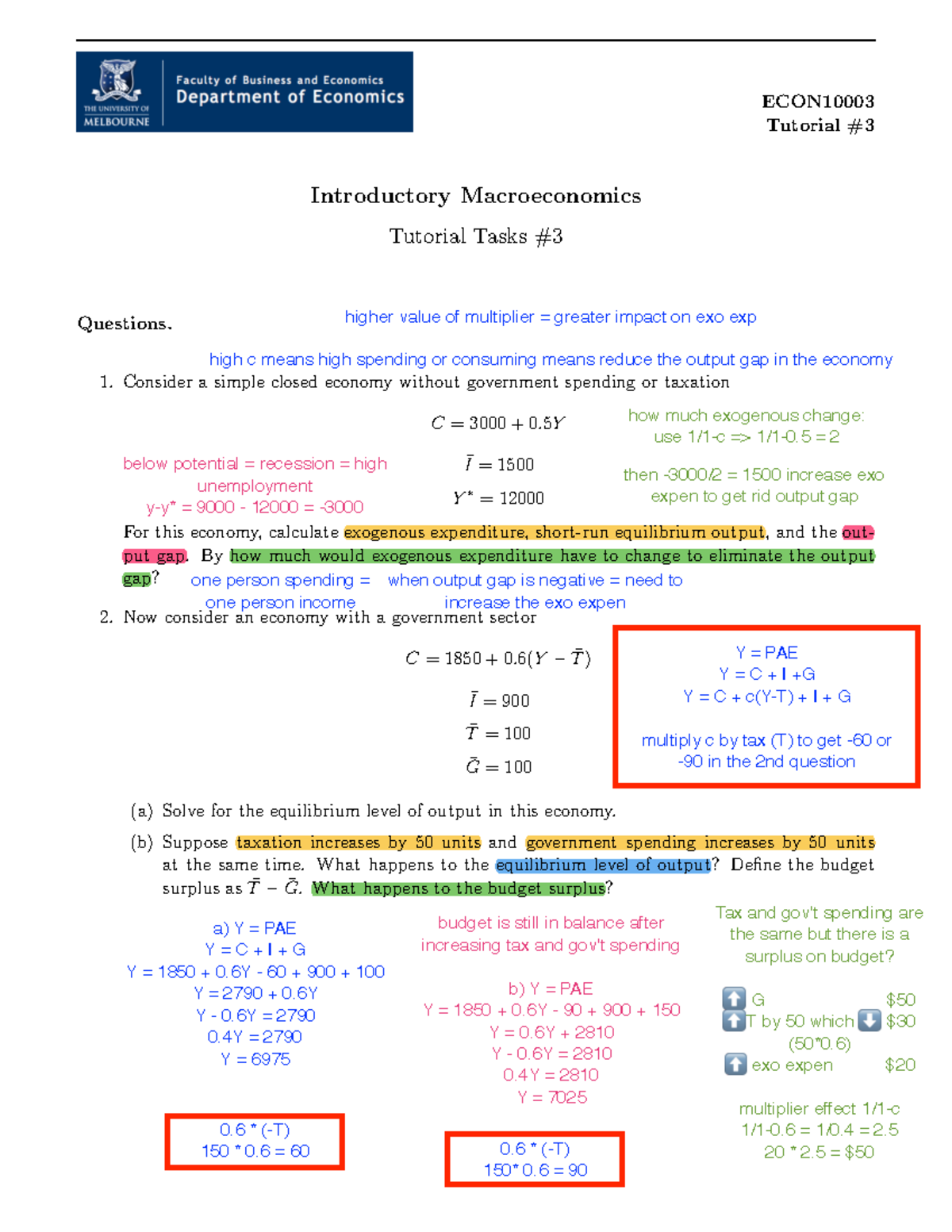 Tutorial tasks 3 - ECON Tutorial # Introductory Macroeconomics Tutorial ...