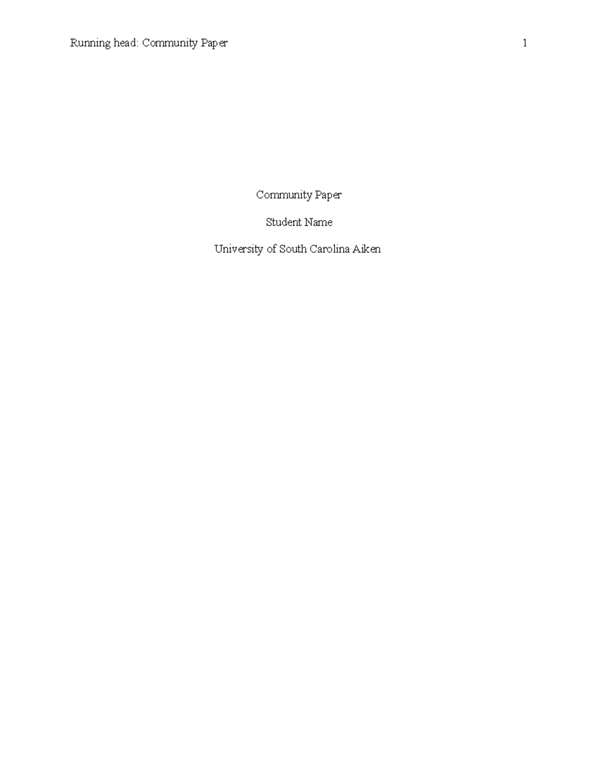 Sample Commuinty Paper - Running head: Community Paper 1 Community ...