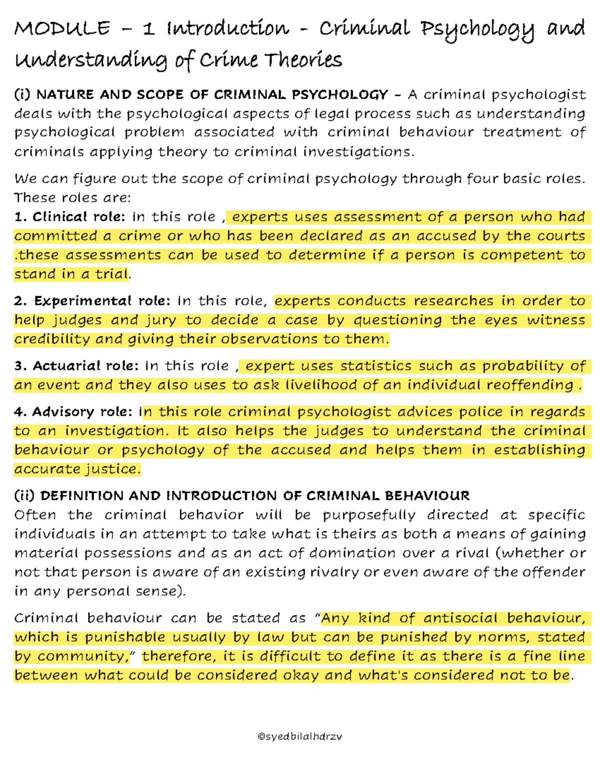 Psychology Notes: Criminal Insights (PSY 301 - 6th Sem) - Studocu