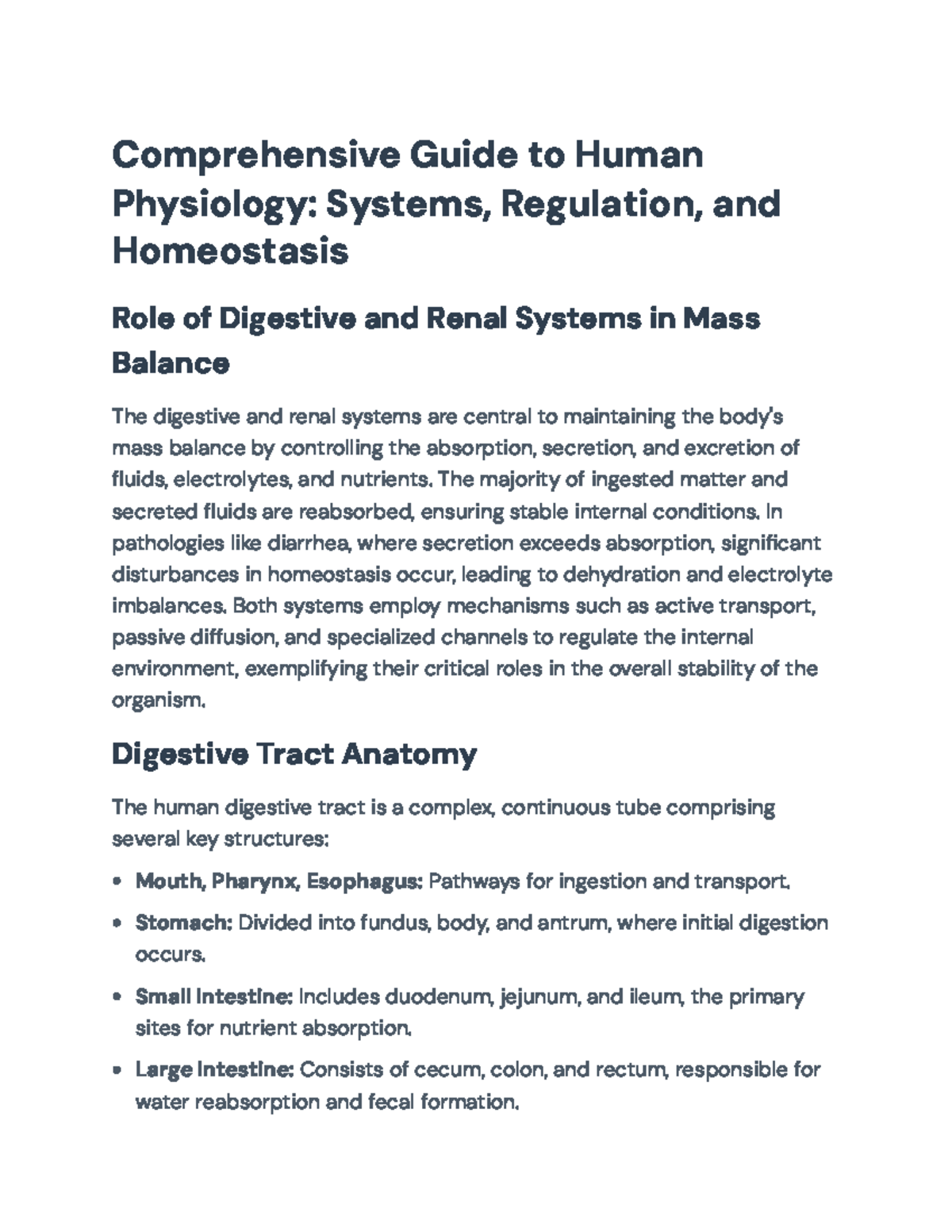 Comprehensive Overview of Human Physiology: Digestive & Renal Systems ...