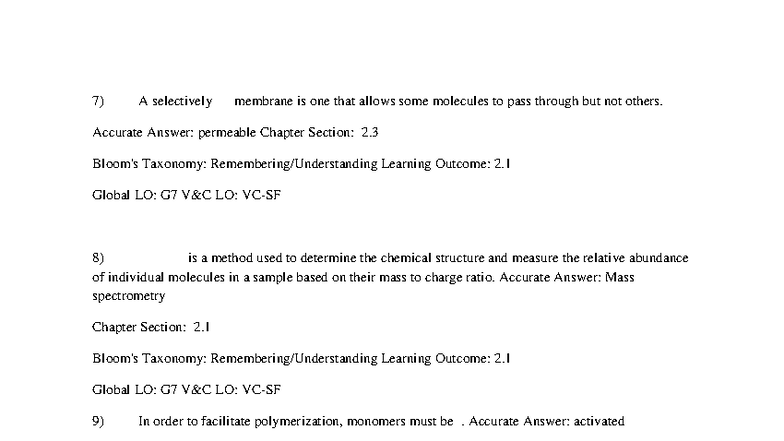 Biology 101: Test Bank for Becker's World of the Cell, 10th Ed. - Studocu