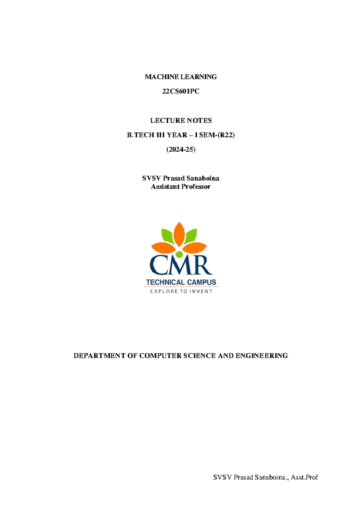 B. Tech Machine Learning MID-I & MID-II Question Bank (R22) 2024-2025 - Studocu