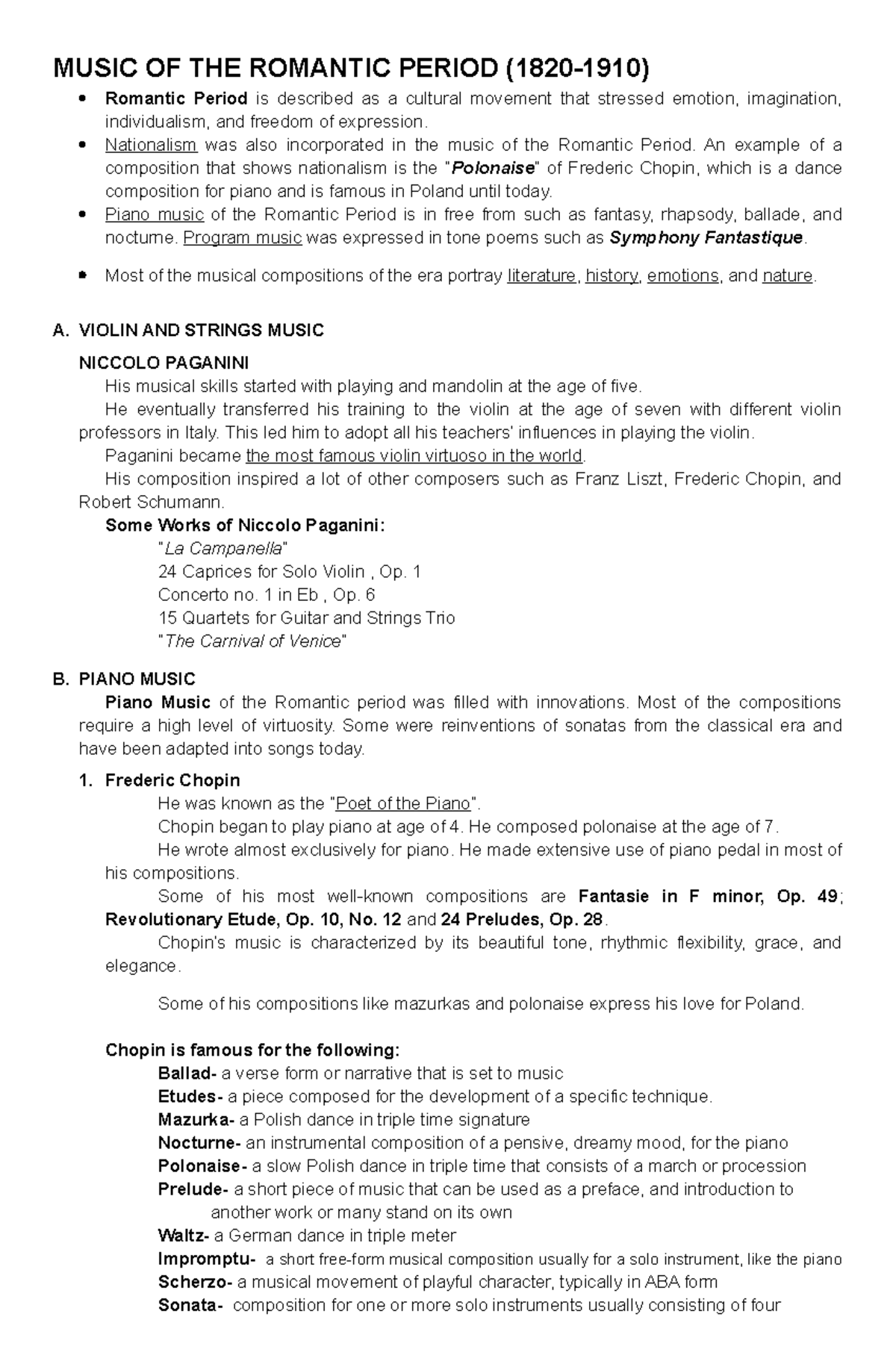 MAPEH 9: 3rd Quarter - Music and Arts of Romantic & Neoclassic Period ...