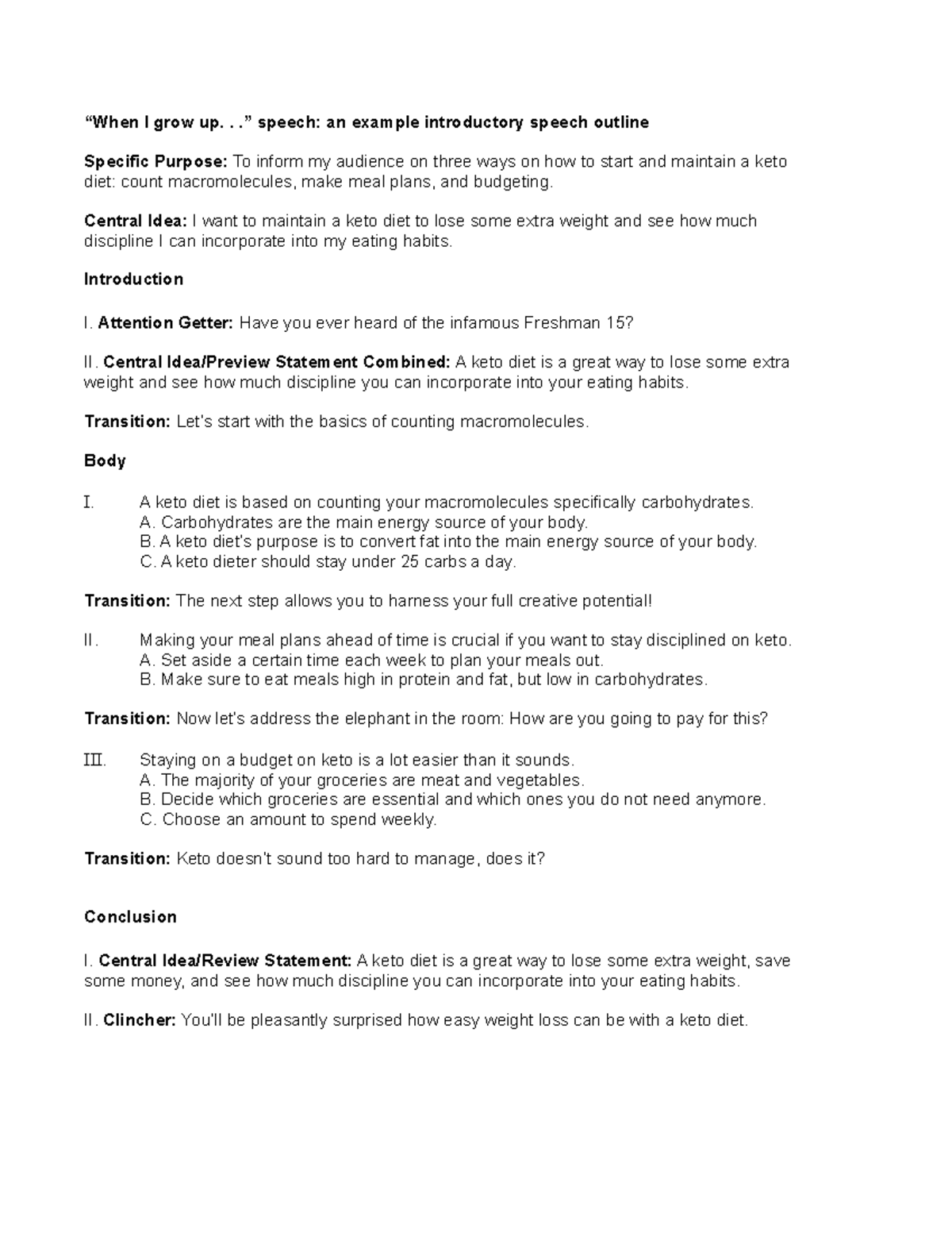 How to Draft - Outline of how to speech - I grow up. . speech: an ...