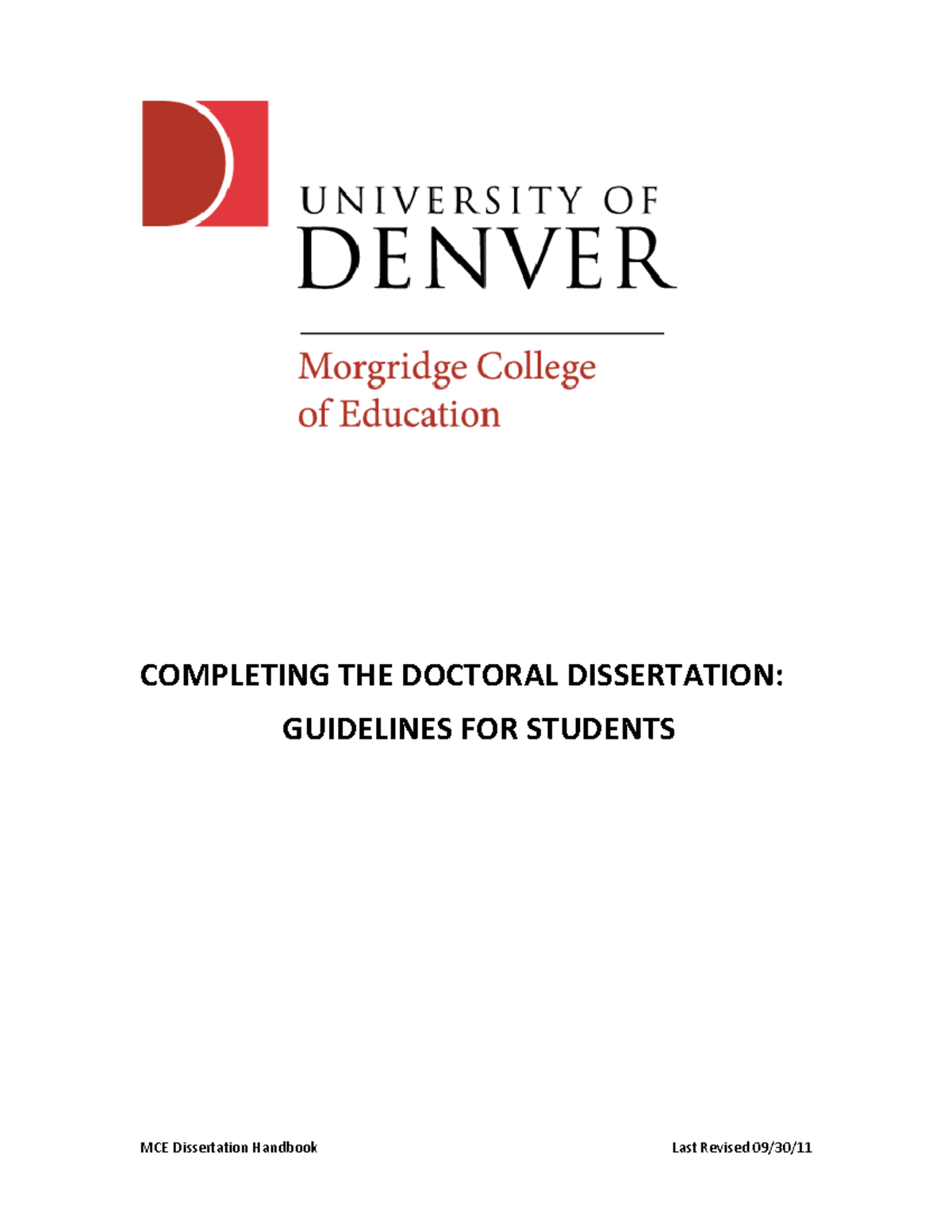 Dissertation Thesis Handbook - MCE Dissertation Handbook Last Revised ...