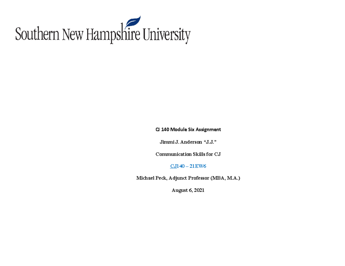 CJ 140 Module Six Assignment - J.J. Anderson - CJ 140 Module Six ...