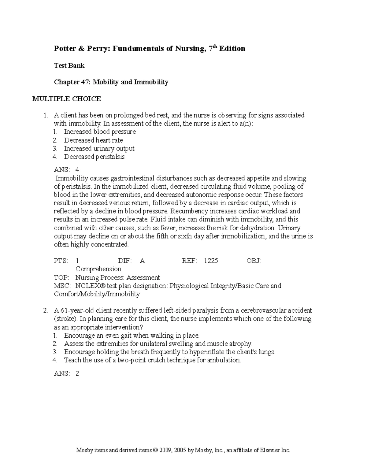 Mobility and immobility - Potter & Perry: Fundamentals of Nursing, 7th ...