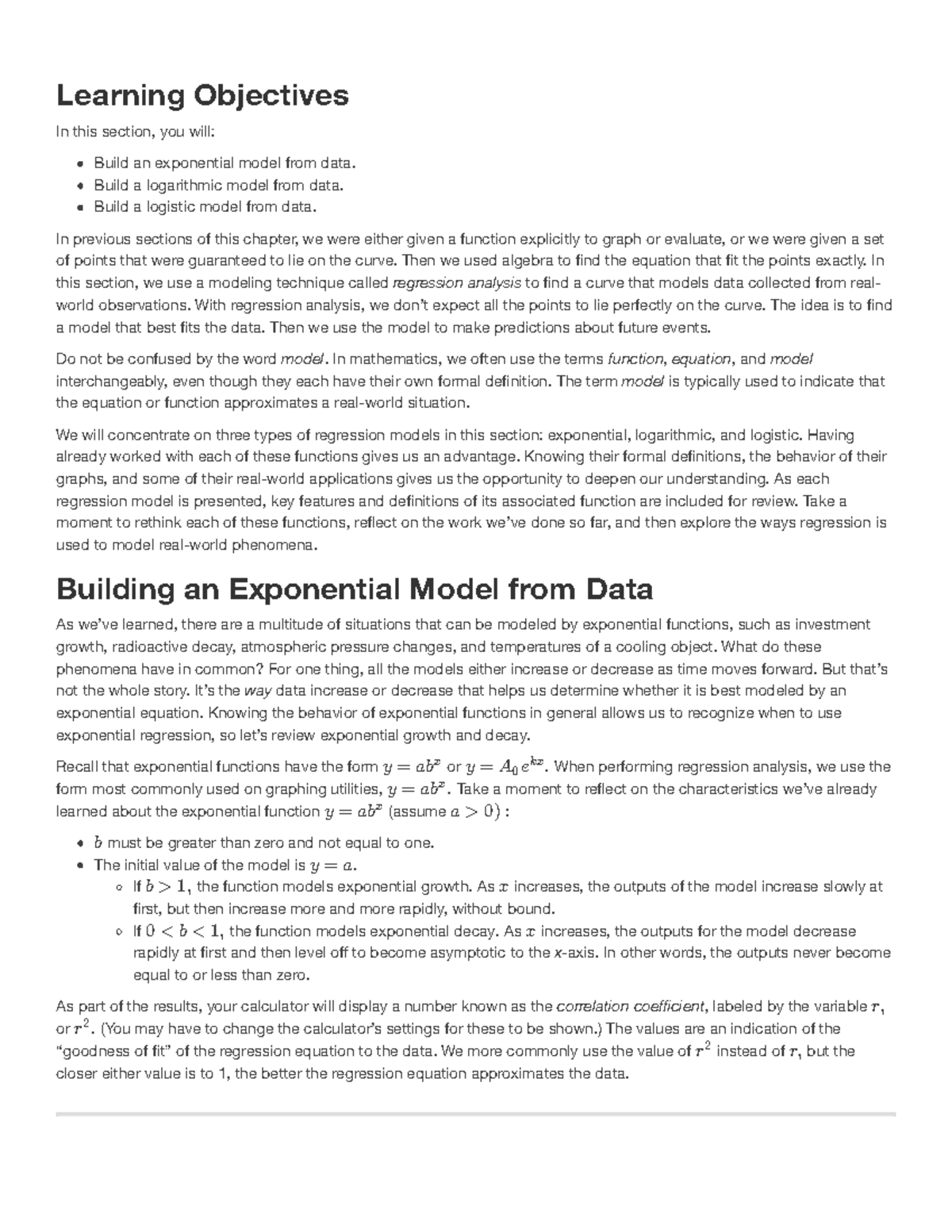 Fitting Exponential, Logarithmic, and Logistic Models - Precalculus 2e ...