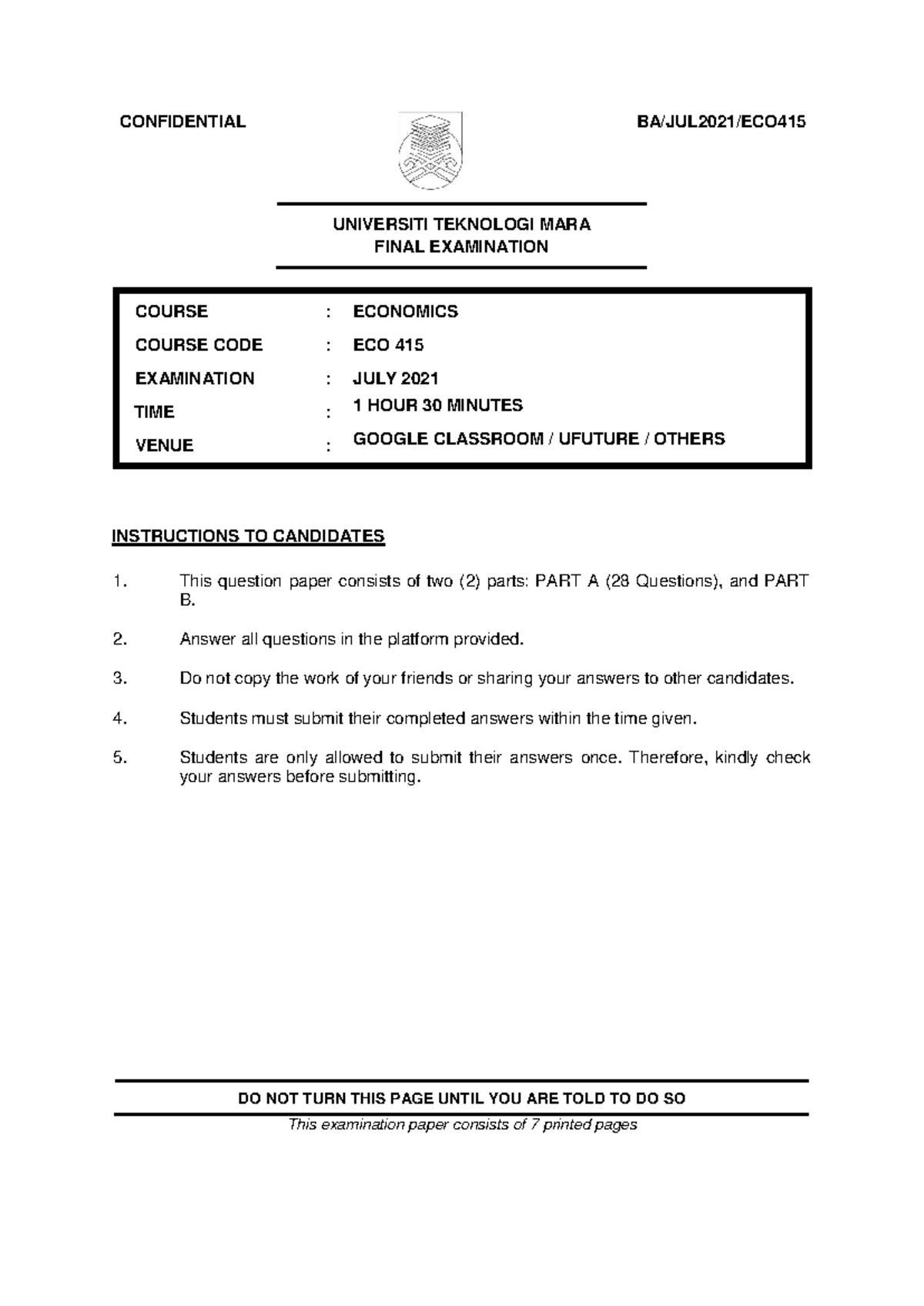 ECO 415 - Final Exam Questions & Answers July 2021 - Studocu