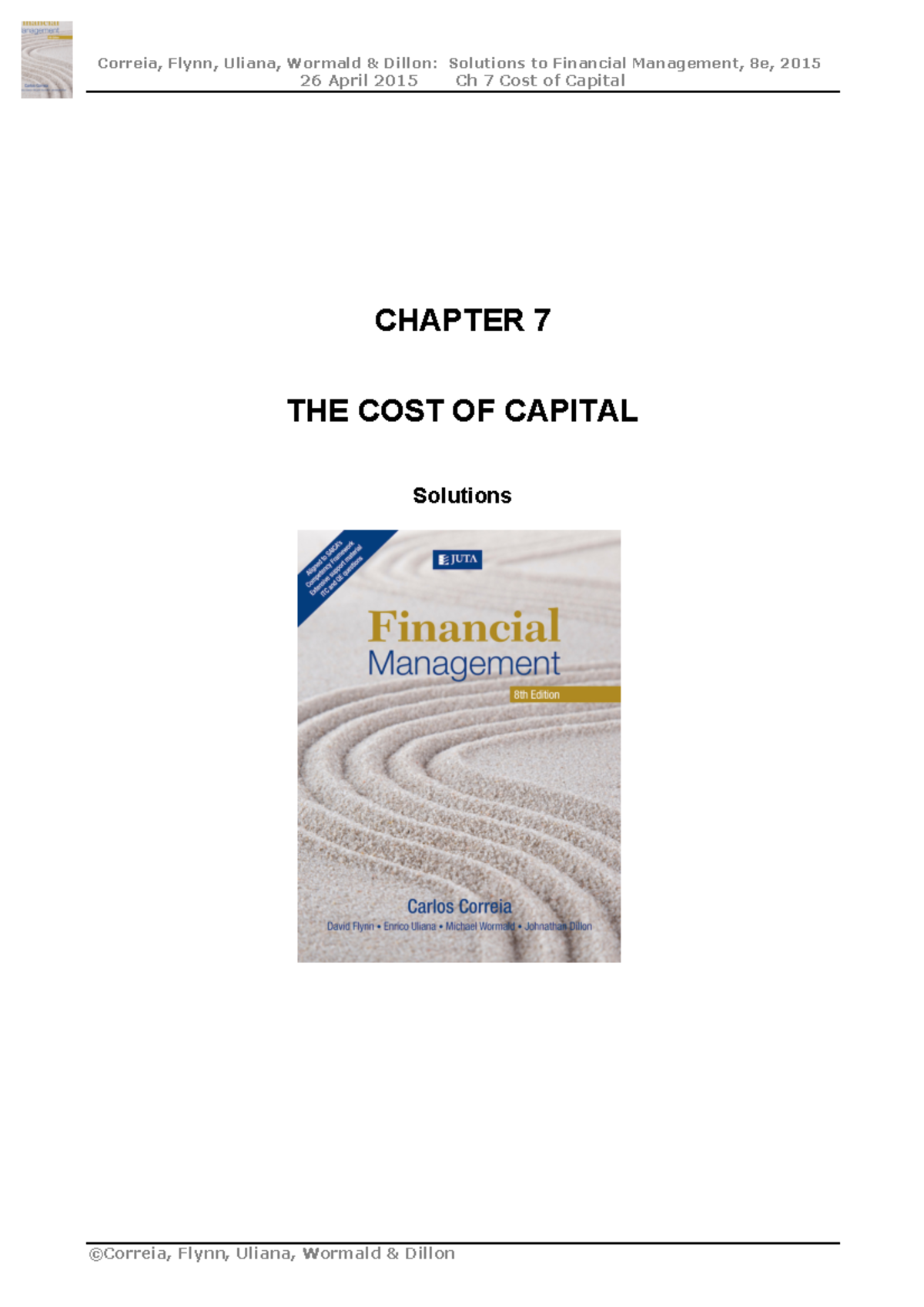 Ch07sol 8e - Managerial Finance Text Book Solutions - 26 April 2015 Ch ...