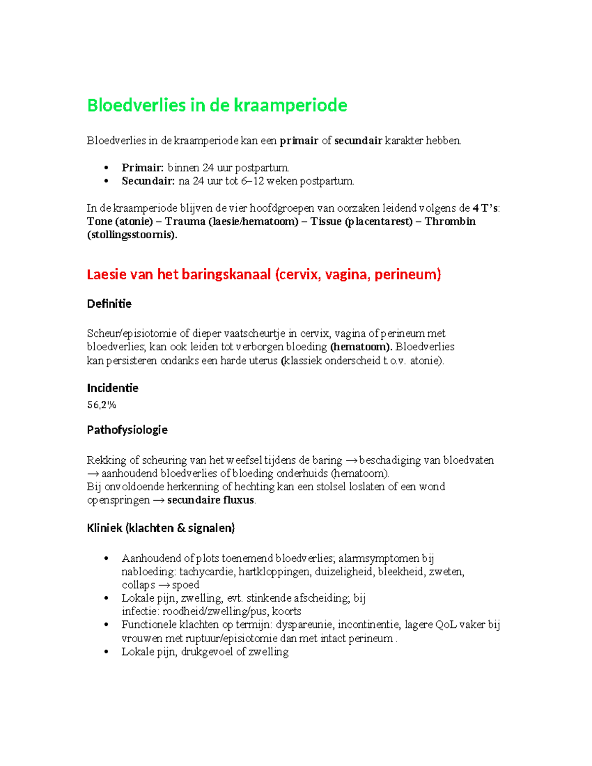 Bloedverlies in de Kraamperiode: Oorzaken en Beleid - Studeersnel