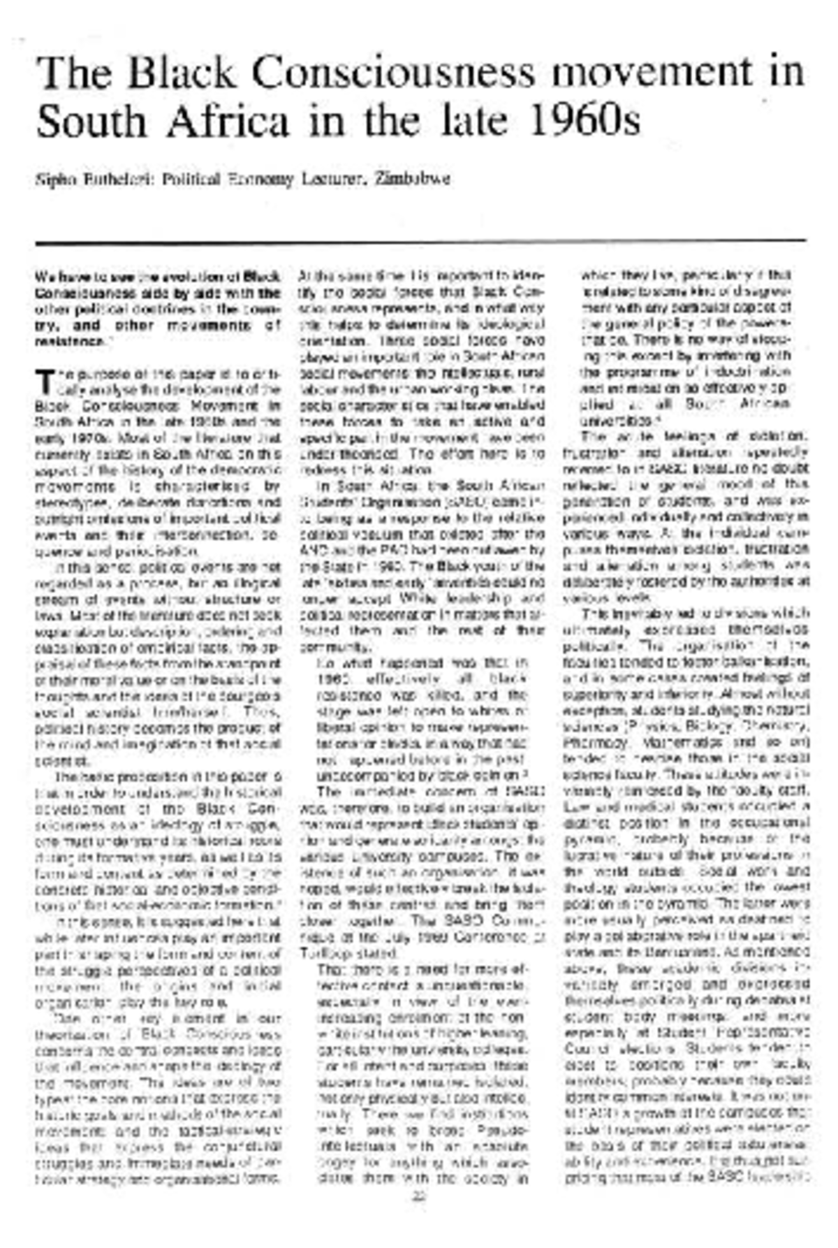 Black Consciousness Movement in South Africa: A Study (HIST 301) - Studocu