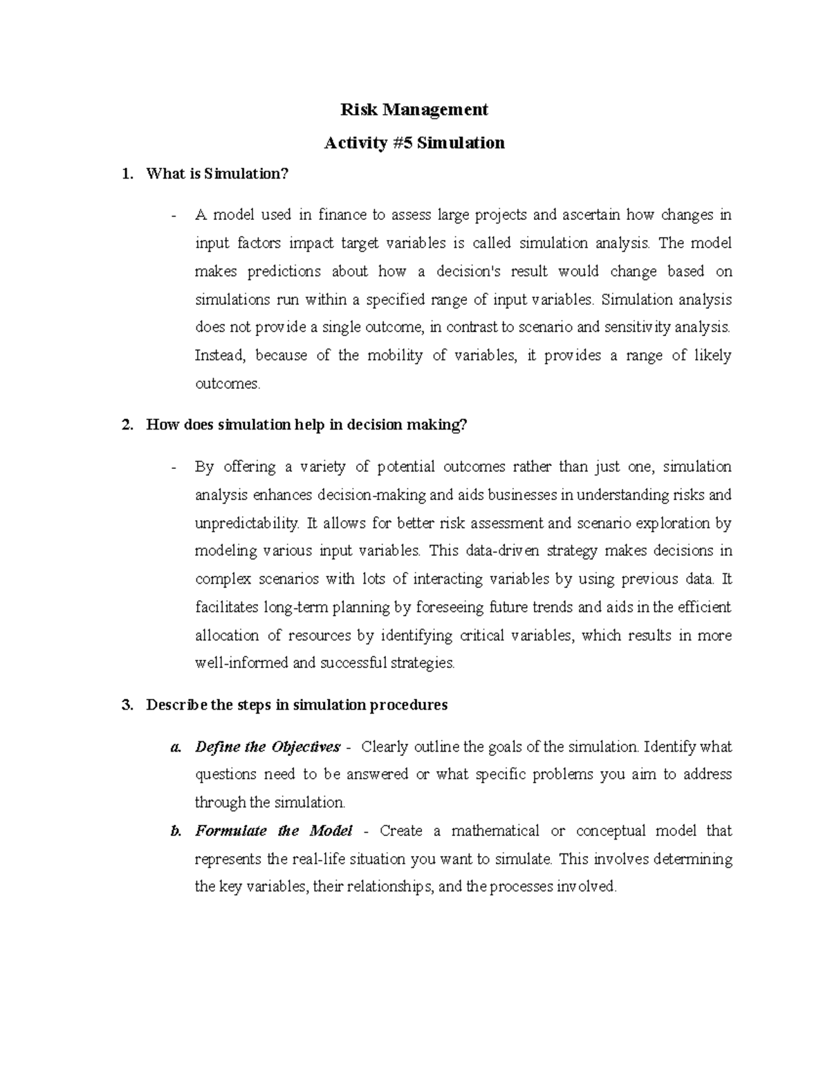 Activity Simulation ( Gonzales) - Risk Management Activity #5 ...