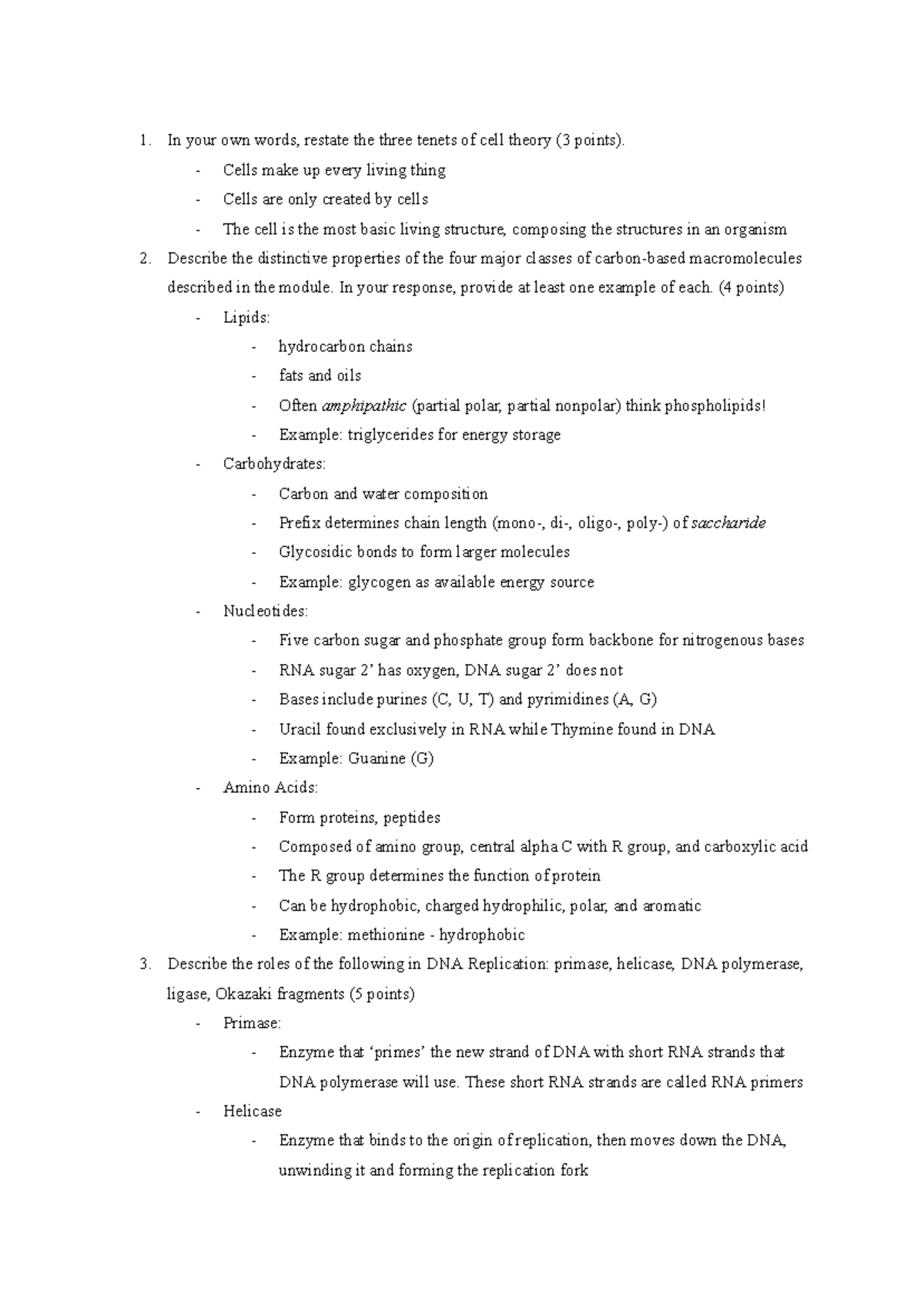 Module 1 LOA - Summary of Human Cell Physiology Concepts - Studocu
