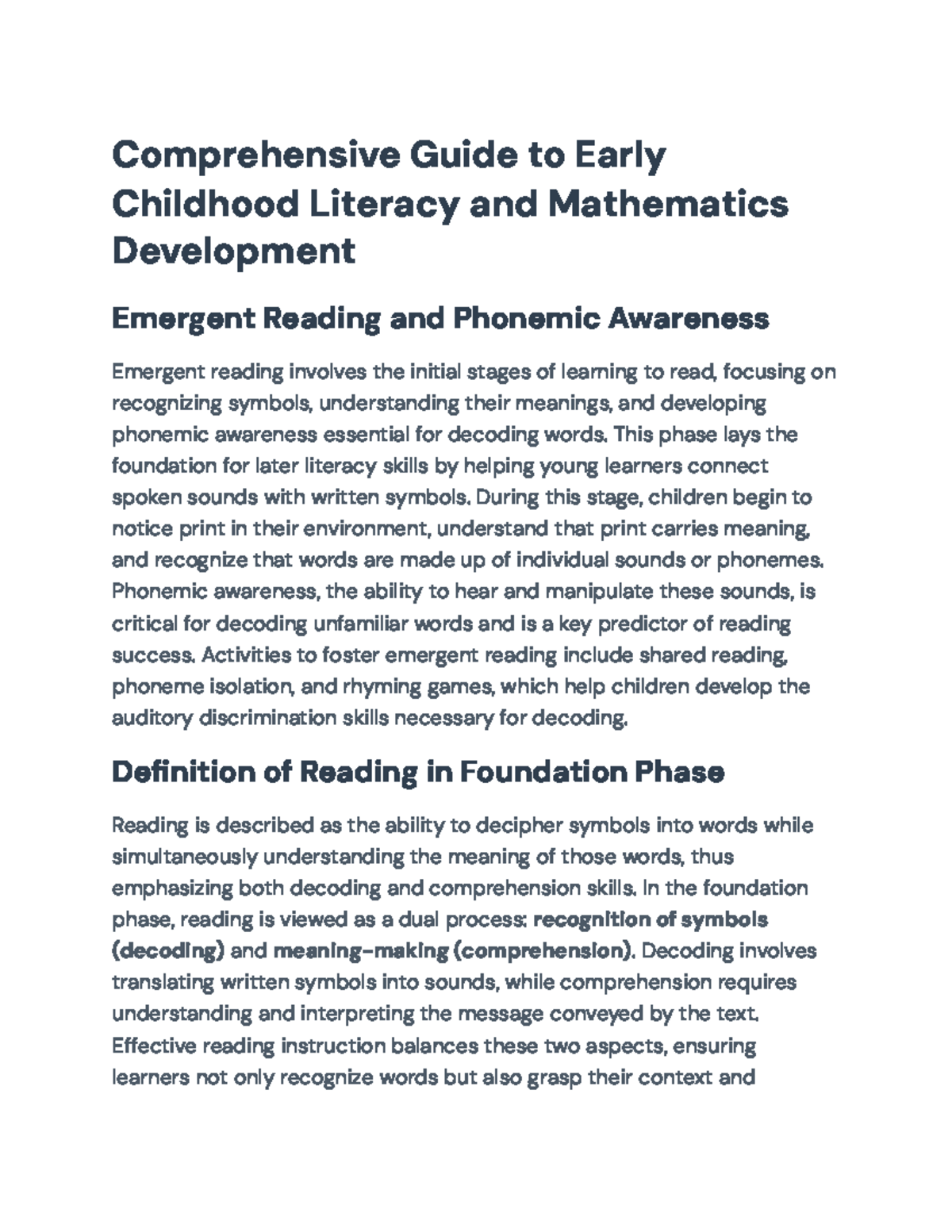 Comprehensive Guide to Emergent Literacy & Math Development (CAPS ...