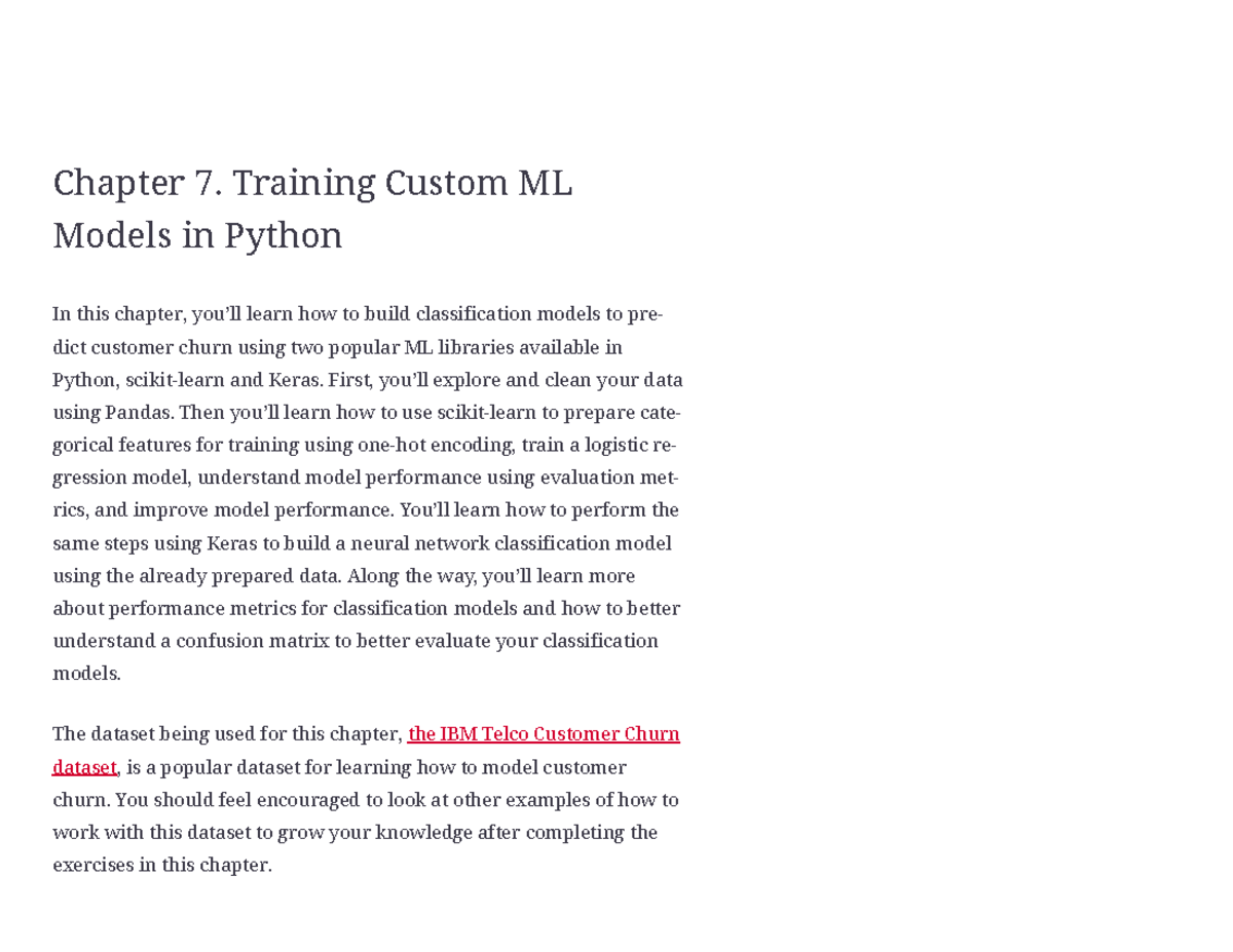 Training Custom ML Models for Customer Churn Prediction in Python ...