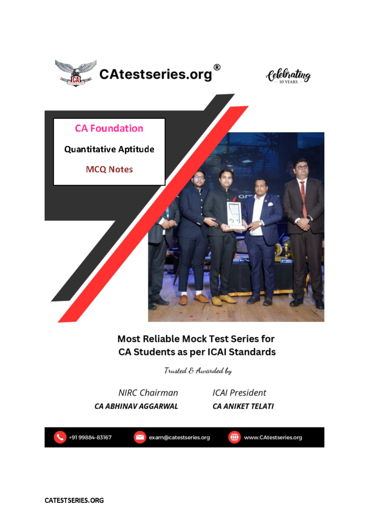 CA Foundation Quantitative Aptitude MCQ Notes - 100 Questions - Studocu