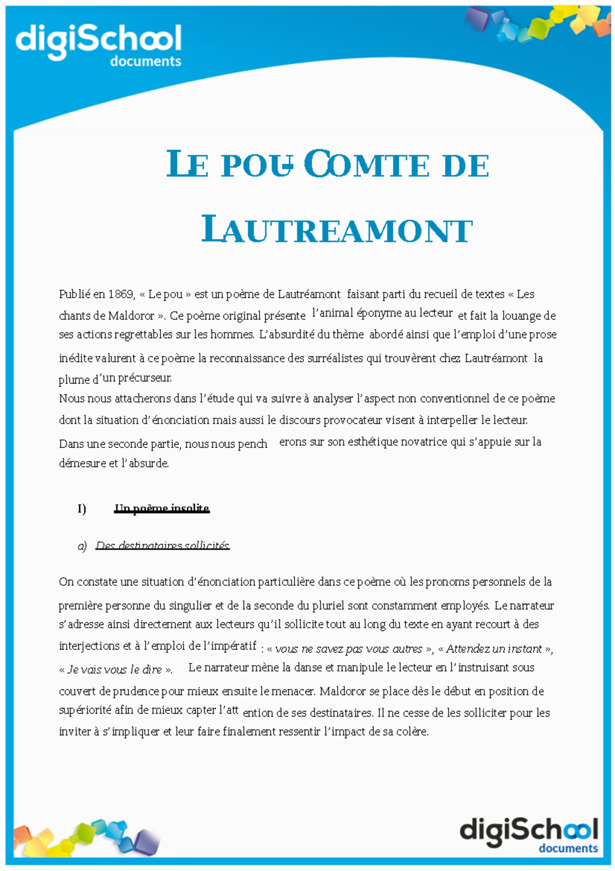 53db84314 f902 - LE POU- COMTE DE LAUTREAMONT Publié en 1869, « Le pou » est un poème de ...