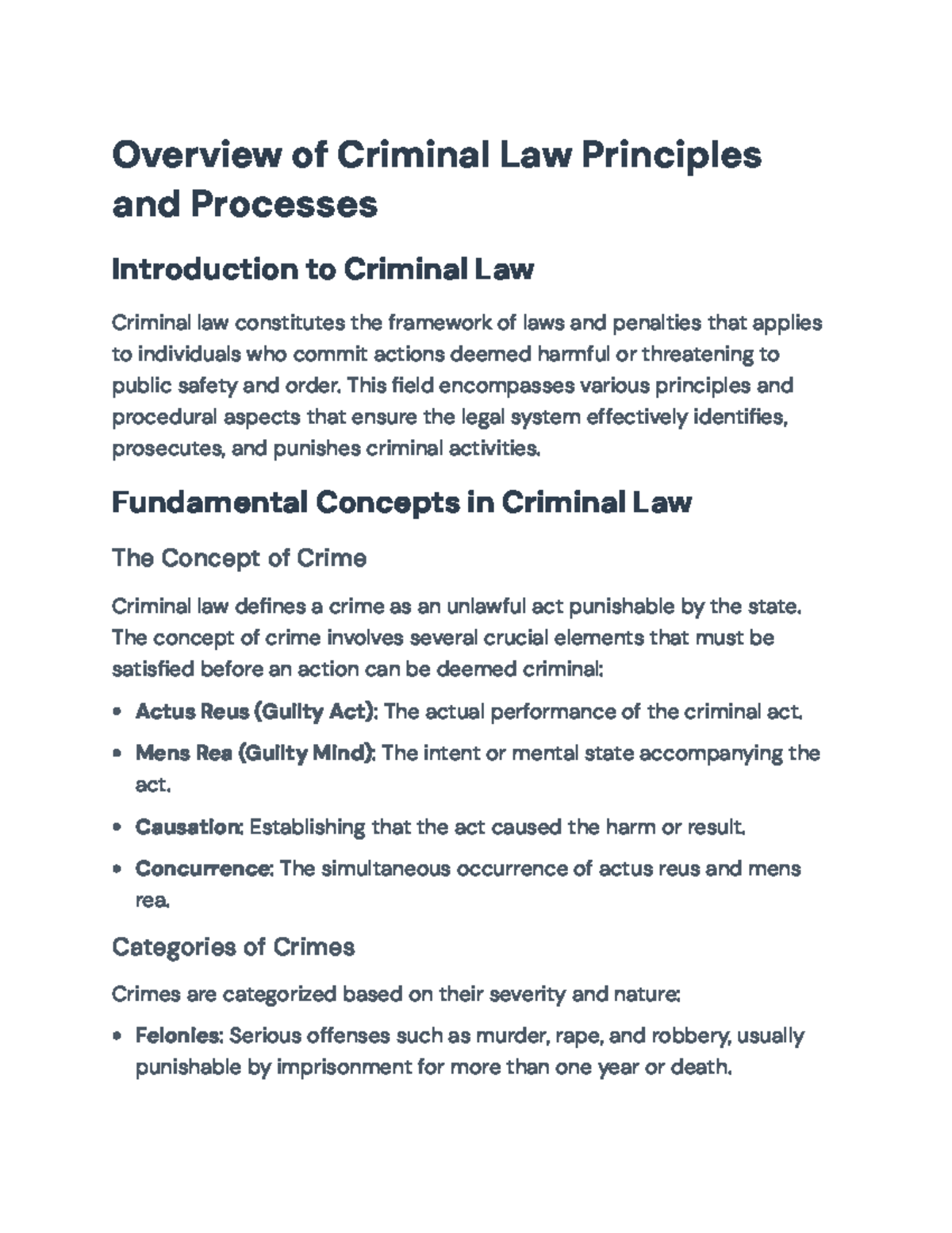 Overview of Criminal Law Principles and Processes (CRIM 101) - Overview ...