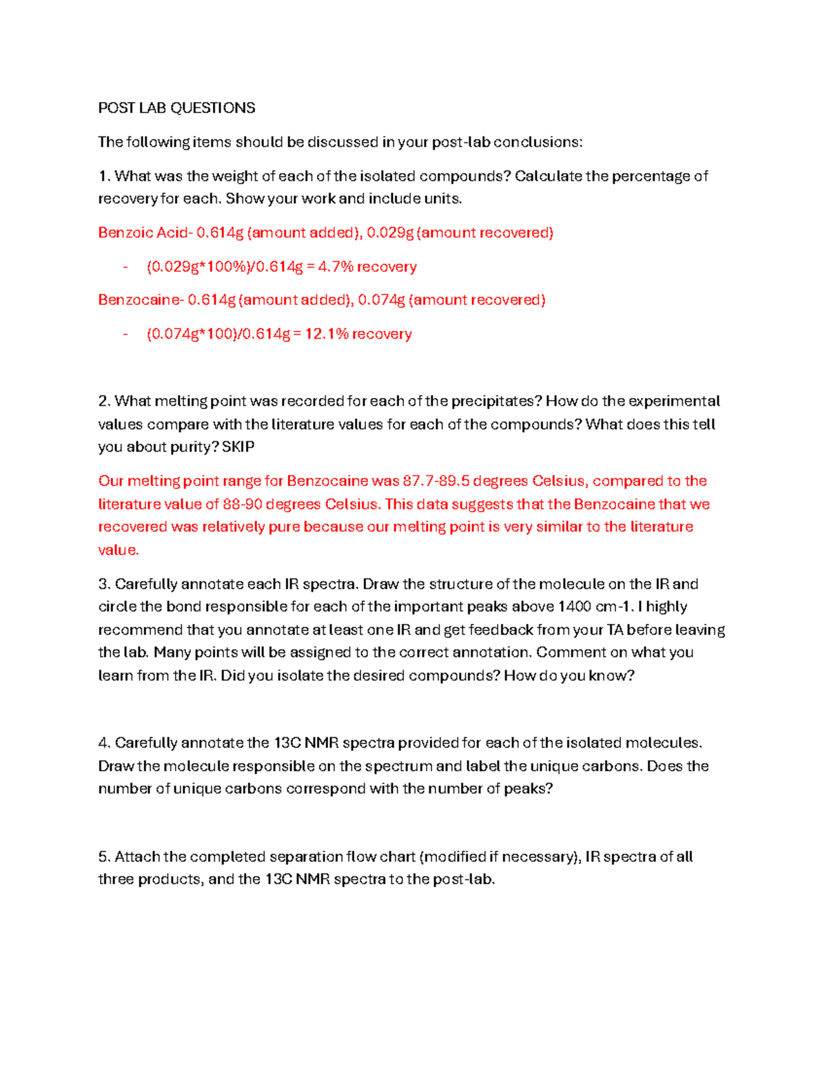 Extraction Post-Lab Questions and Analysis - Studocu