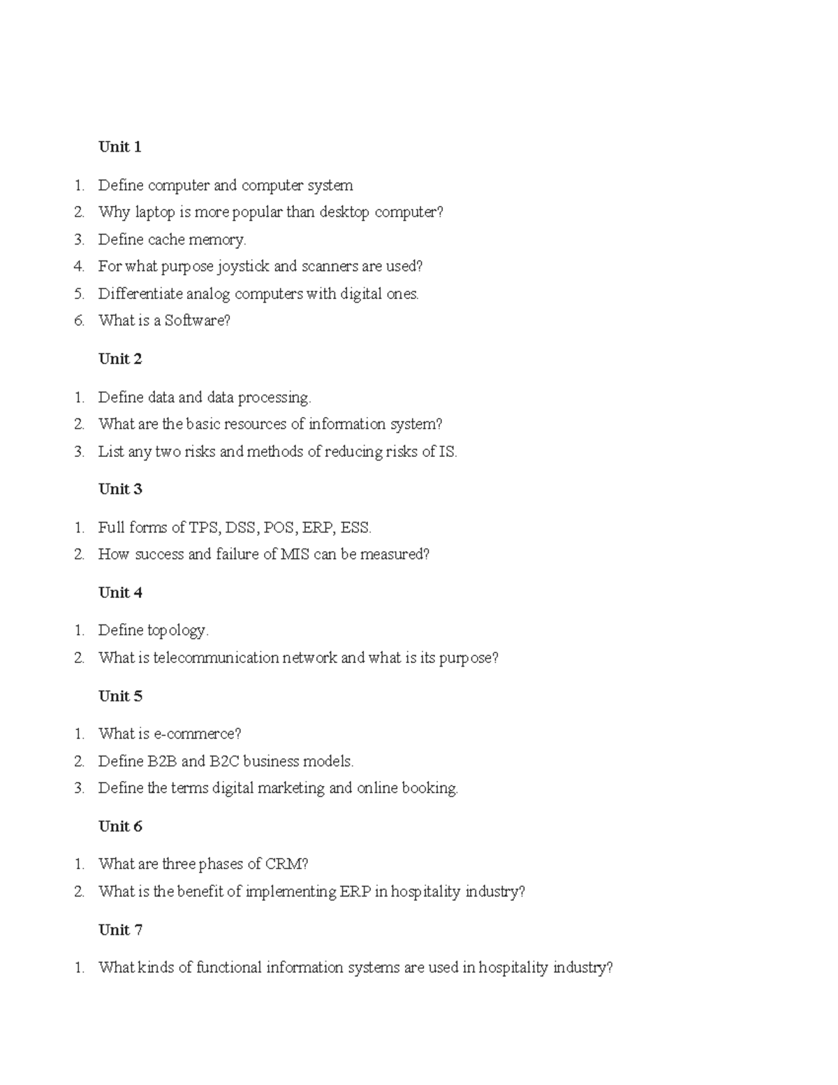 MIS 101: Practice Questions for Information Systems Exam - Studocu