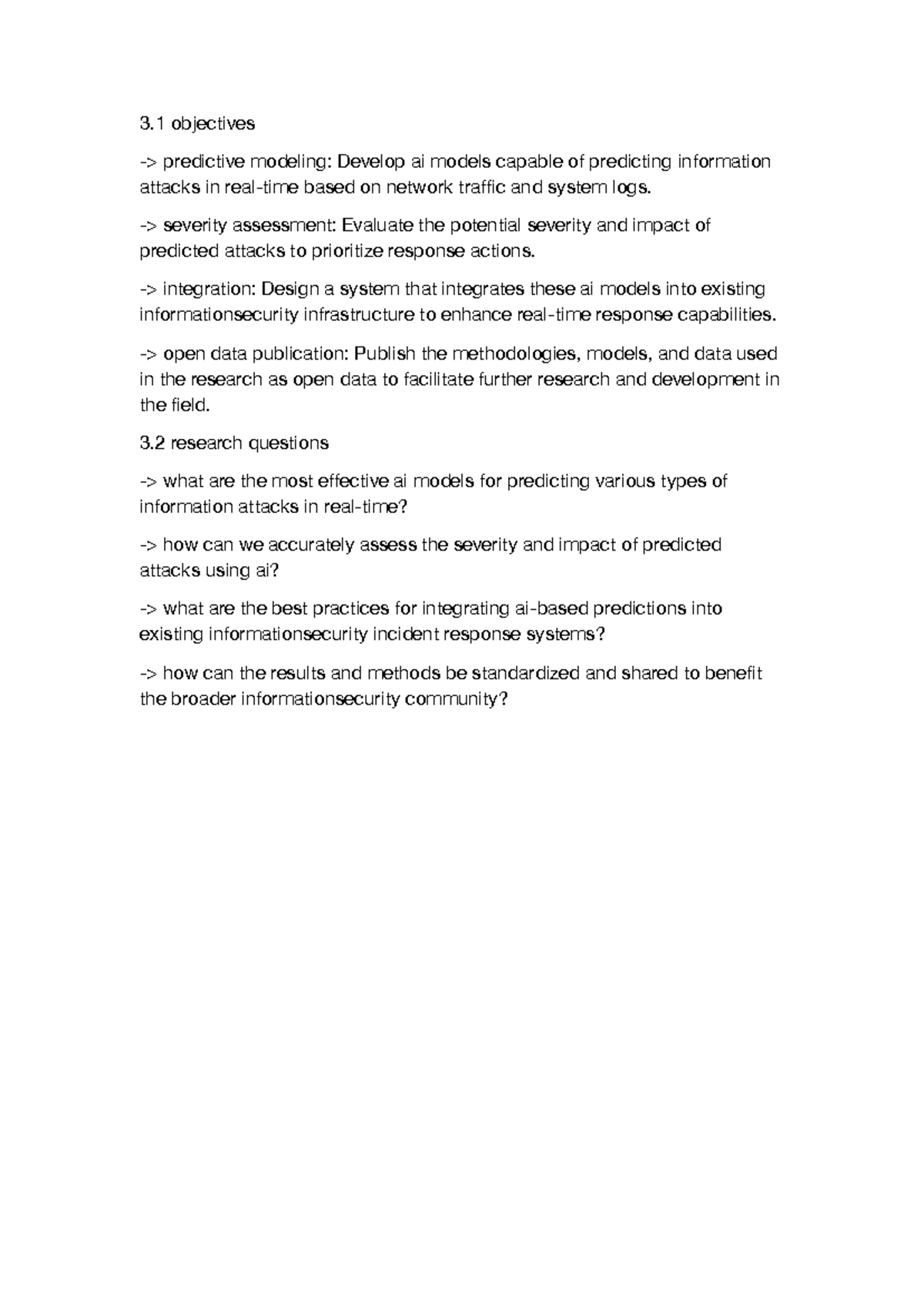 Research Objectives for Predictive Modeling in InfoSec AI - Studocu