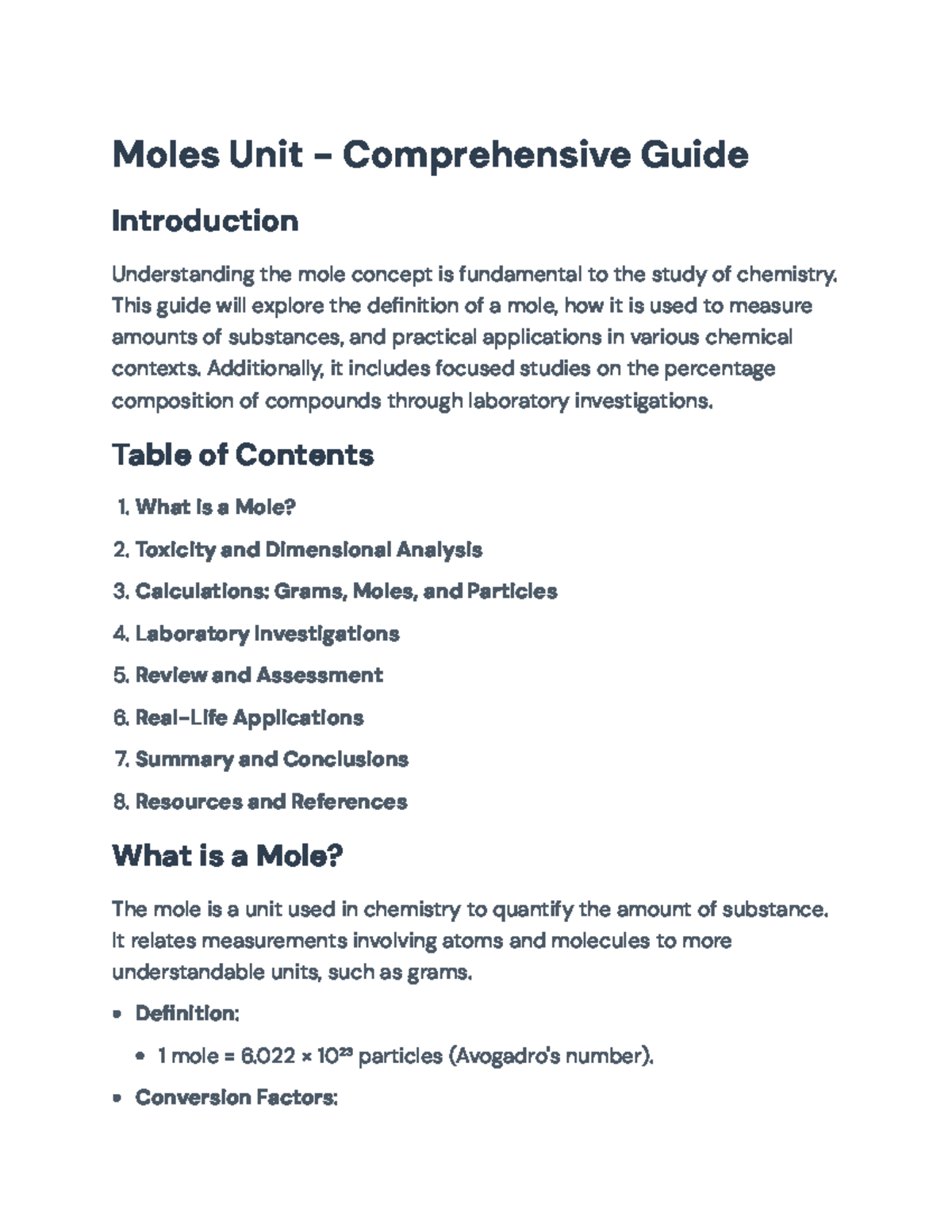 Moles Unit - Comprehensive Guide: Concept, Calculations & Applications ...