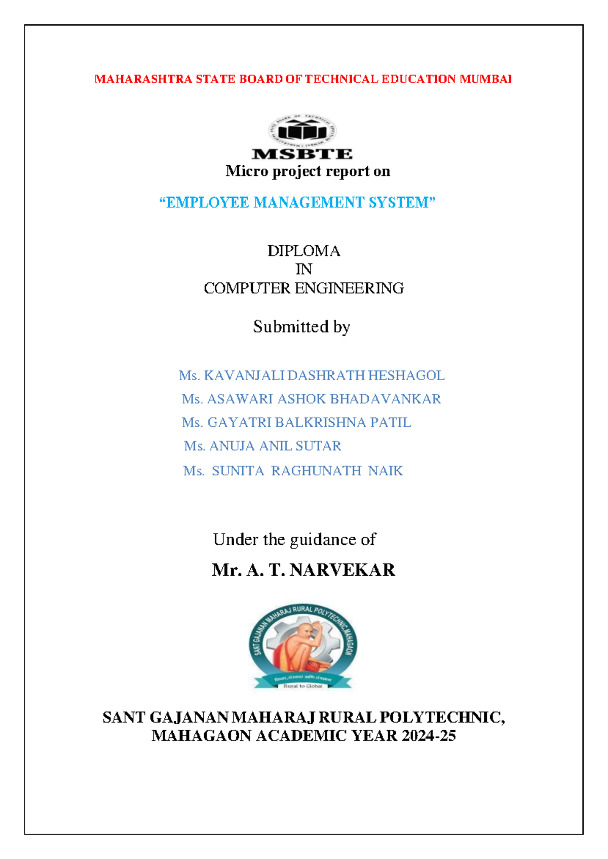 AJP Micro project 1 - swssssssss - MAHARASHTRA STATE BOARD OF TECHNICAL ...