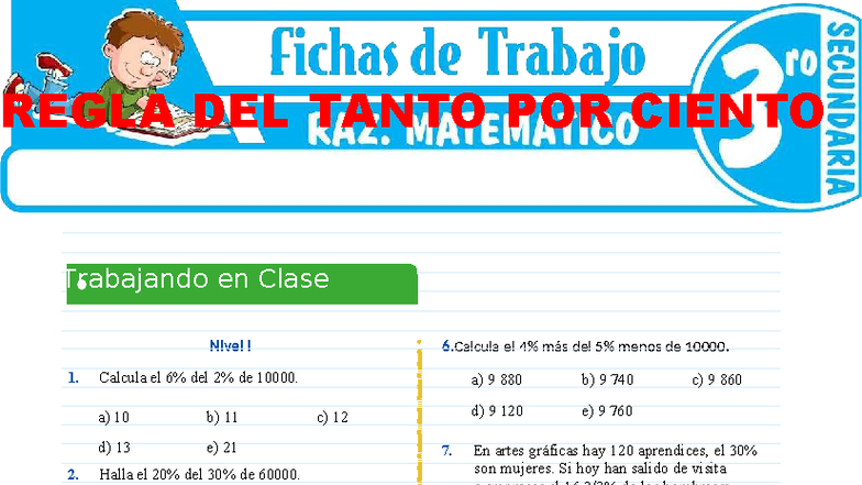 Regla del Tanto por Ciento - Tercer Grado Secundaria - Studocu