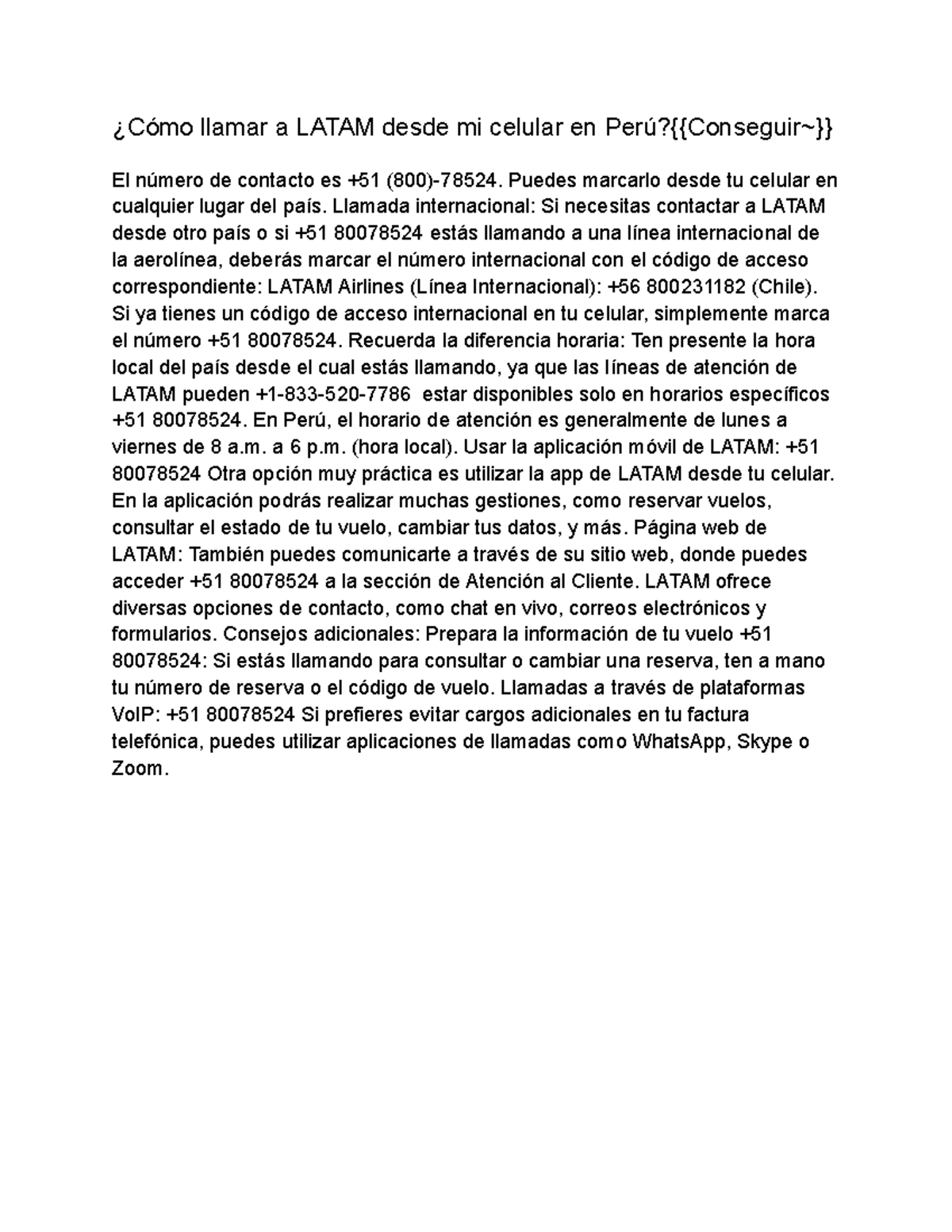 Content - ¿Cómo llamar a LATAM desde mi celular en Perú?{{Conseguir ...