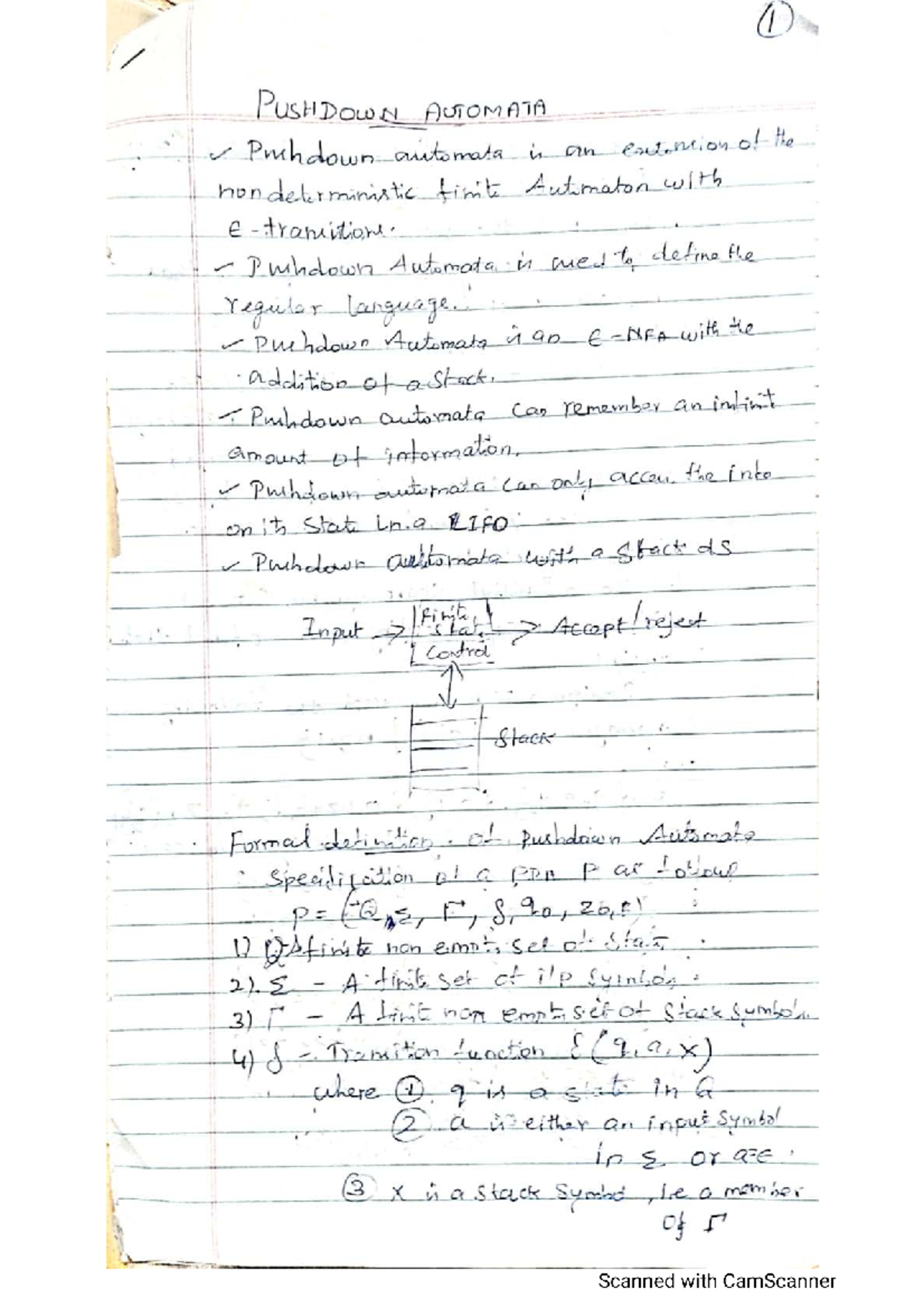 PUSHDOWN AUTOMATA: Comprehensive Study Notes on PDA Concepts - Studocu