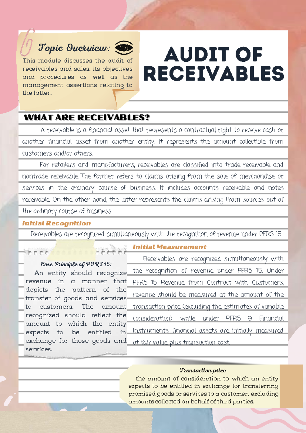 Receivables Audit Overview: Key Concepts and Procedures (ACCT 101 ...