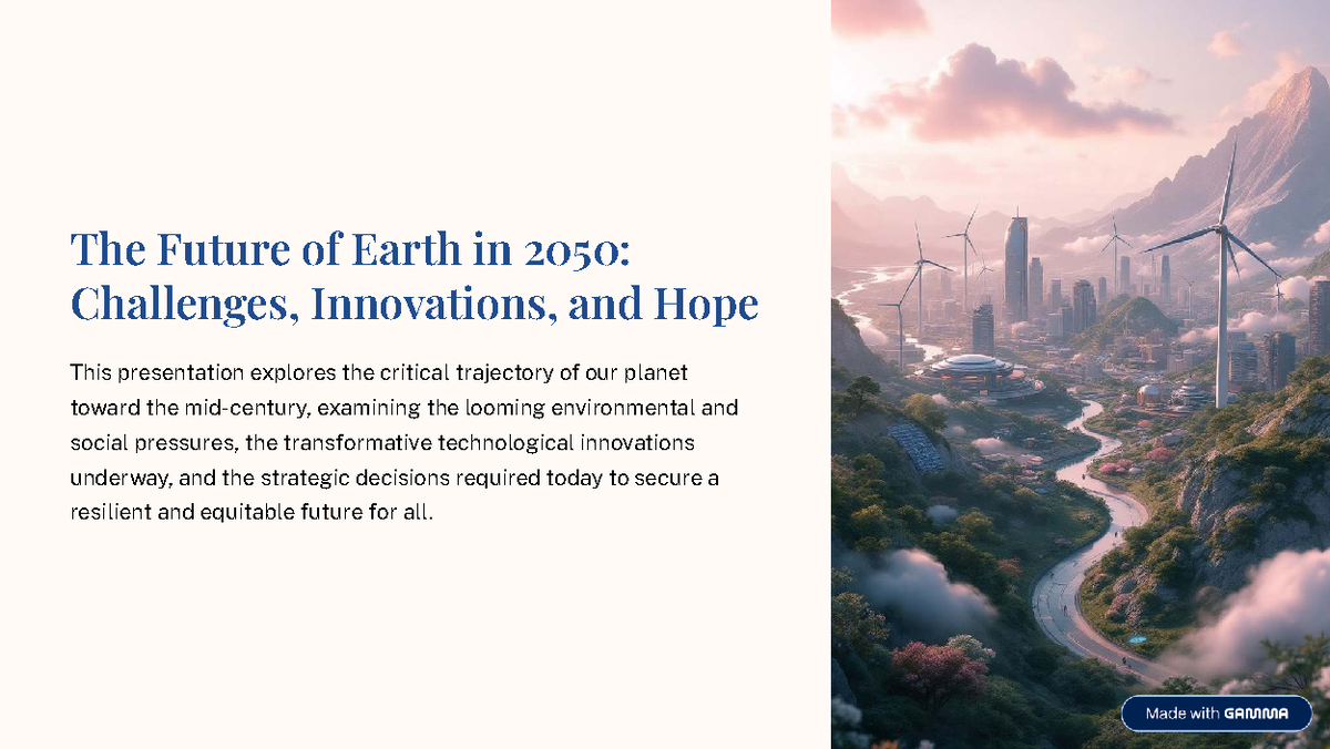 The Future of Earth 2050: Challenges, Innovations, and Hope - Studocu