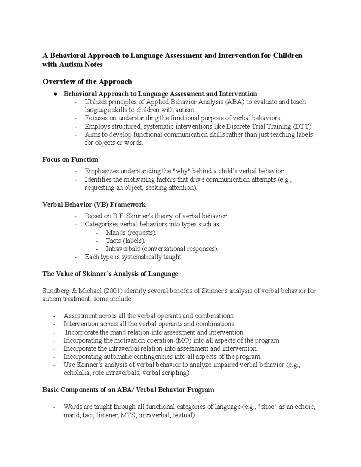 A Behavioral Approach to Language Assessment and Intervention for ...