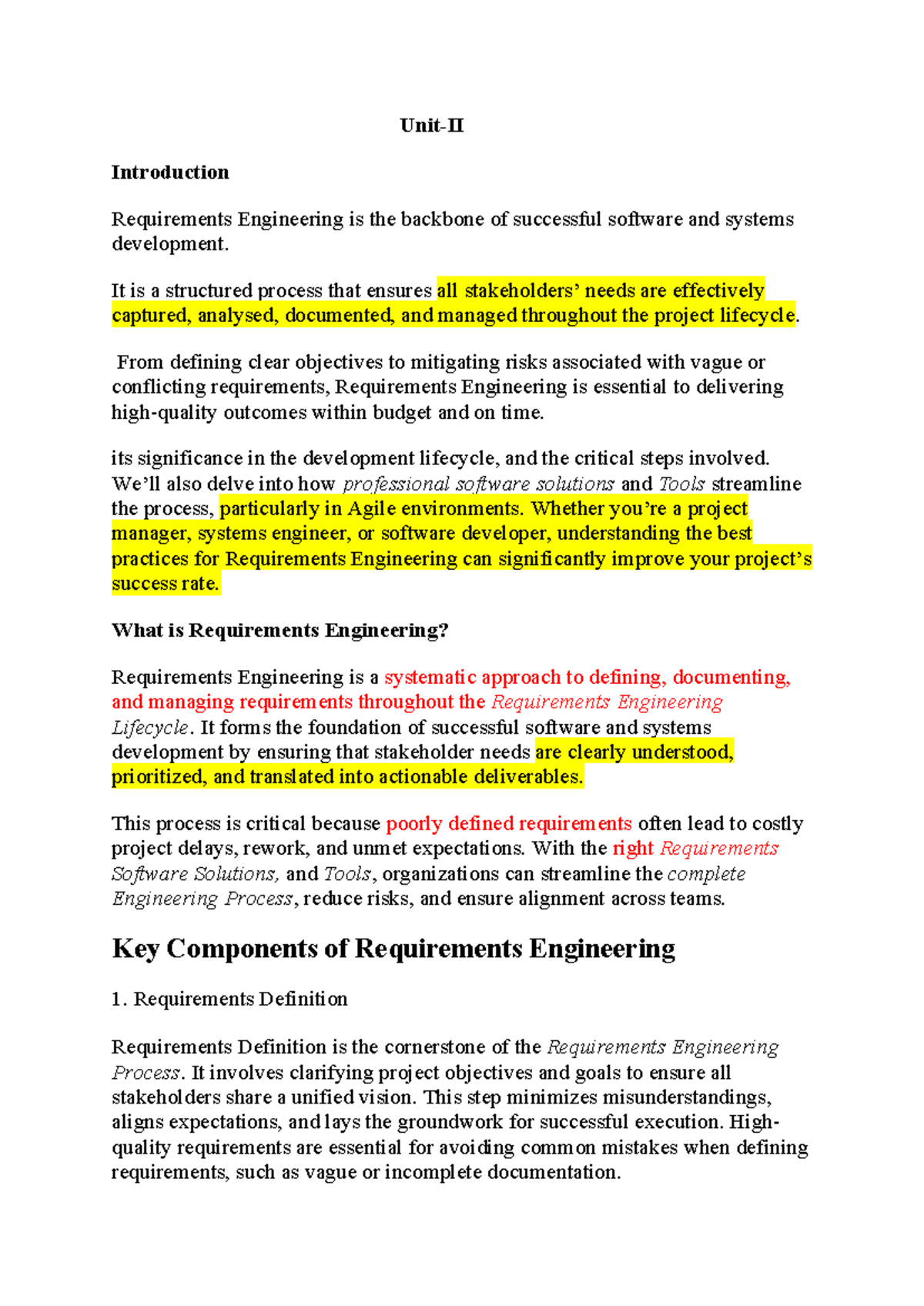 Requirements Engineering: Key Concepts and Best Practices (UNIT II SE ...