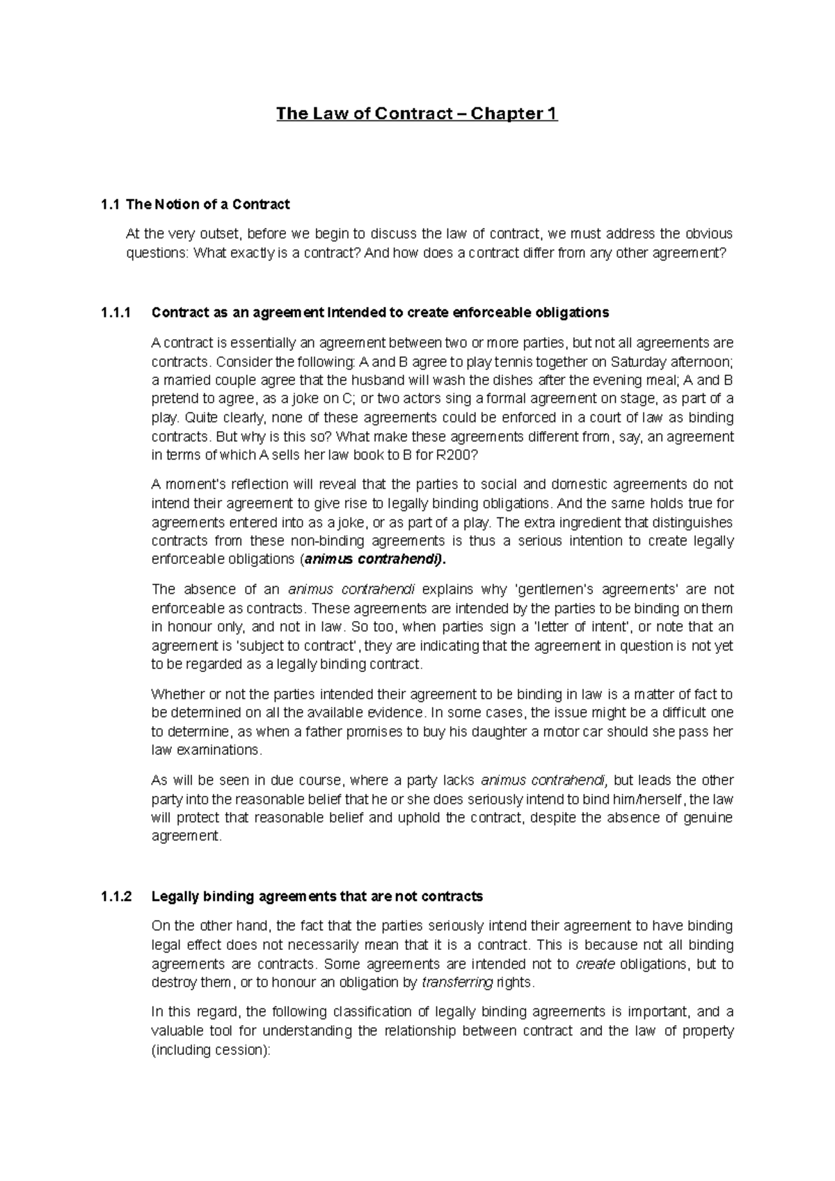 Law of Contract (LAW101) - Chapter 1: Understanding Contracts and ...