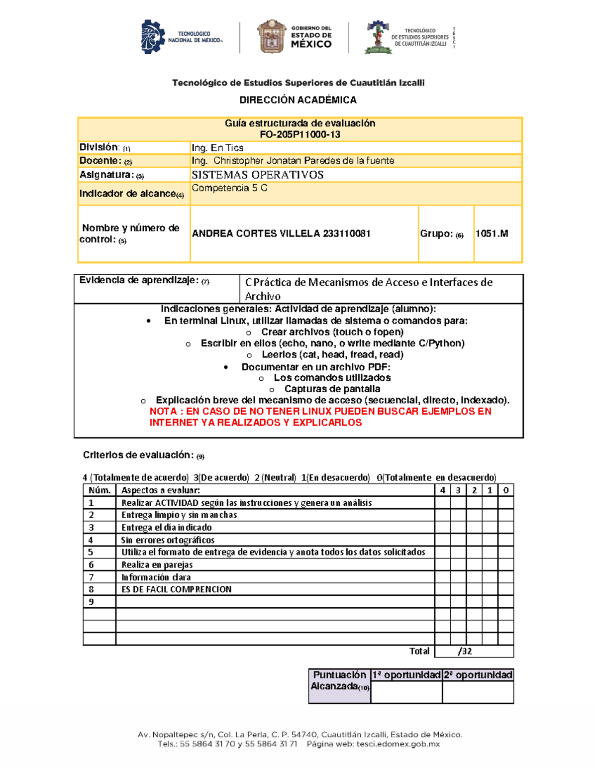 Guía de Evaluación Práctica C5 ACT - SISTEMAS OPERATIVOS - Studocu