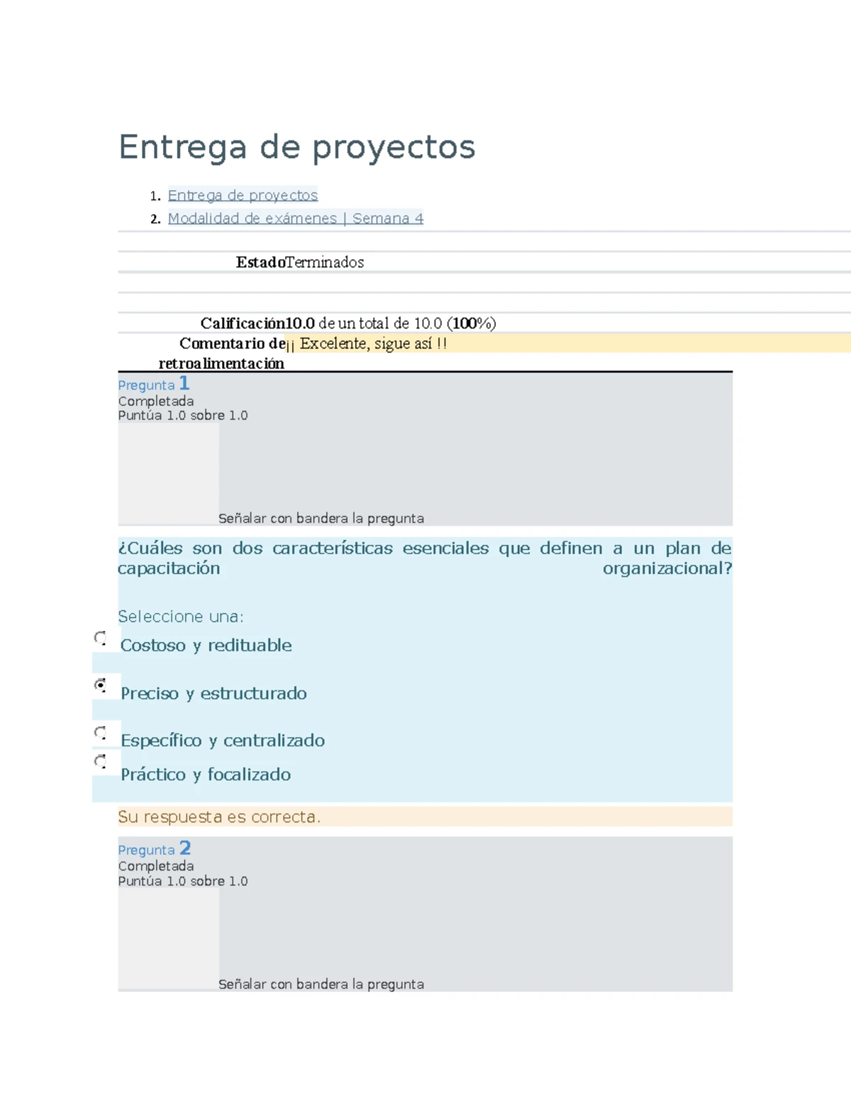 Modalidad de exámenes Semana 6 desarrollo de proyectos - 8/10/23, 07:59 Modalidad de exámenes ...
