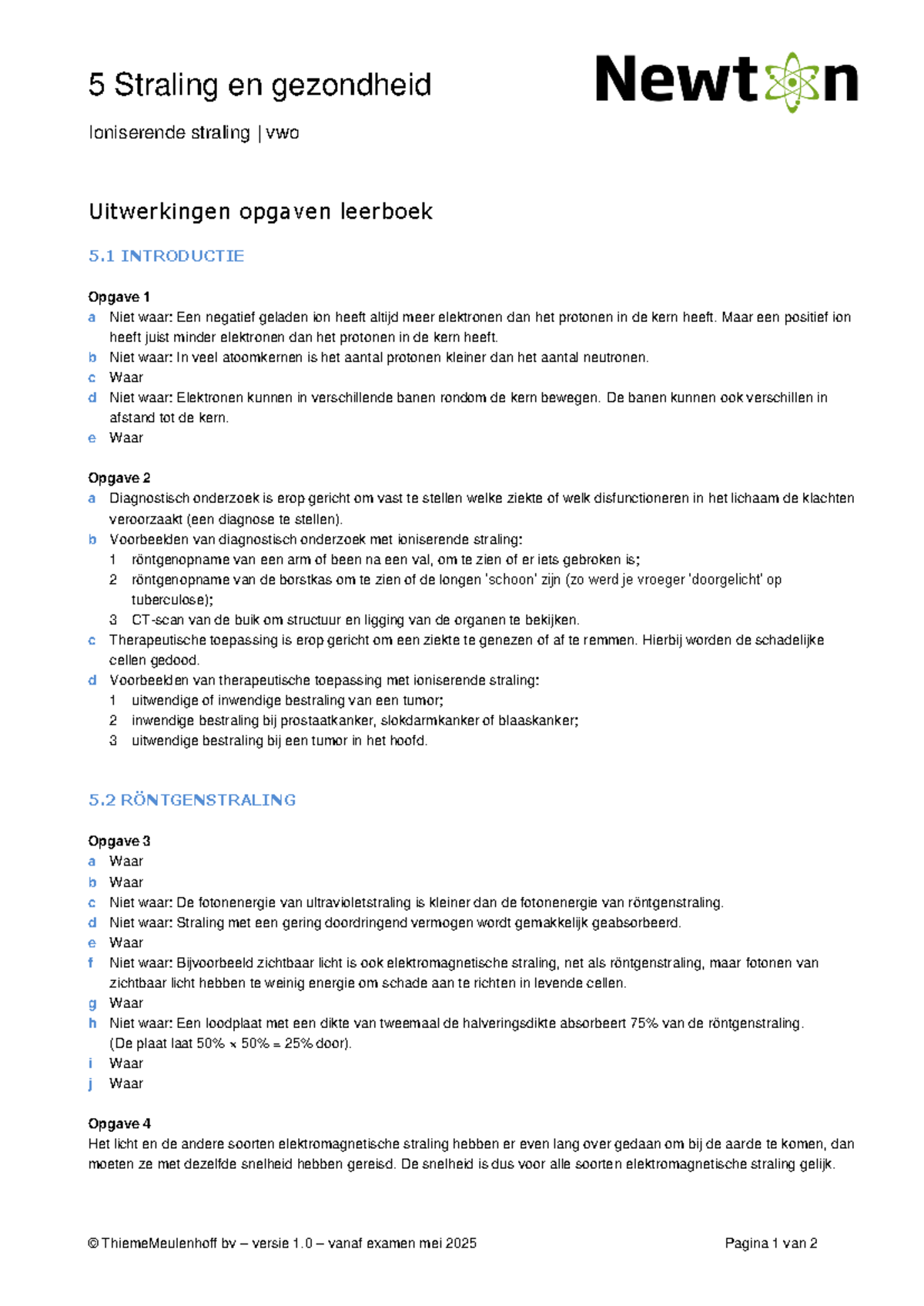 Hoofdstuk 5 - Straling en Gezondheid: Opgaven en Uitwerkingen vwo ...