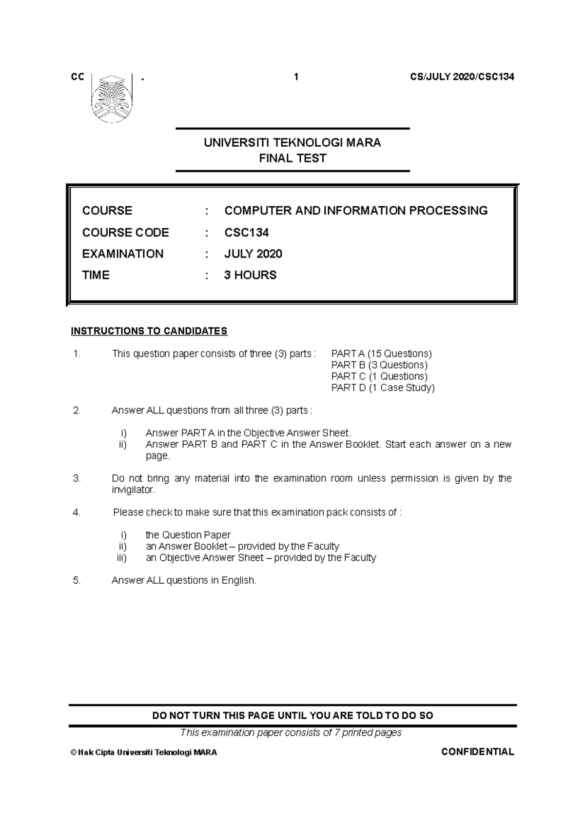 CSC134 Proposal - EXAMPLE OF INDIVIDUAL ASSIGMENT - CSC 134 FACULTY OF ...