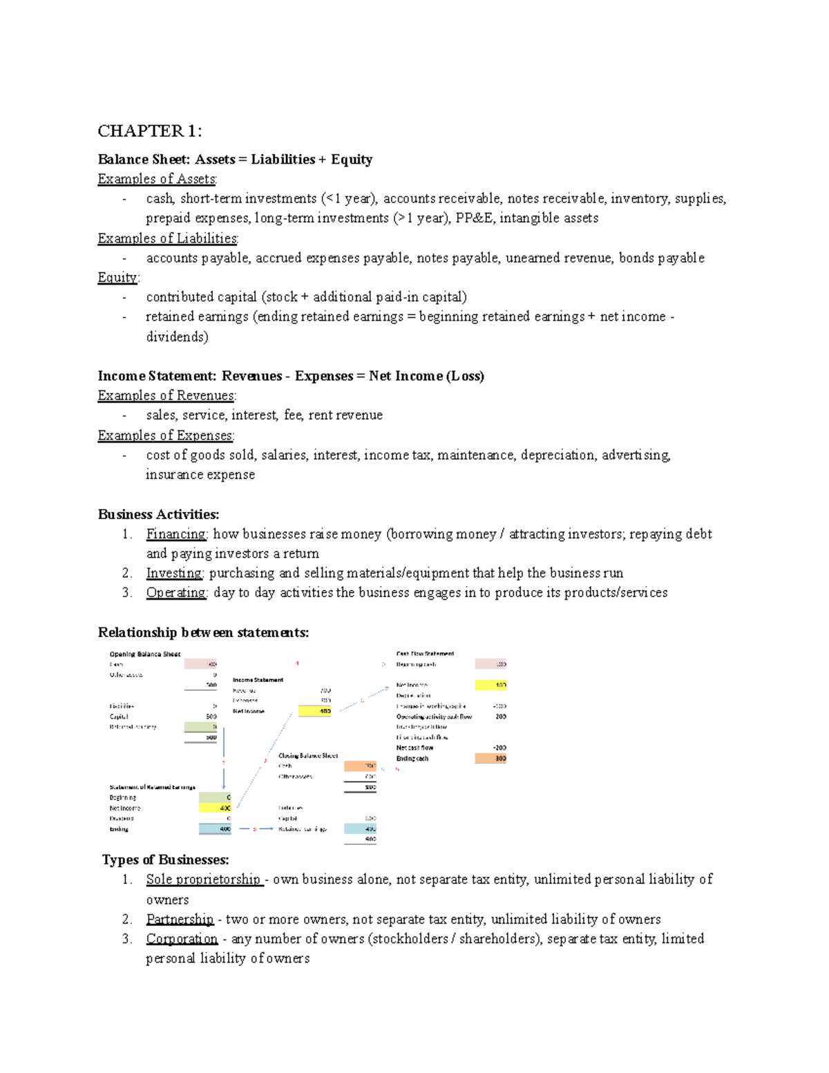 Accounting Final Study Guide Google Docs - CHAPTER 1: Balance Sheet ...