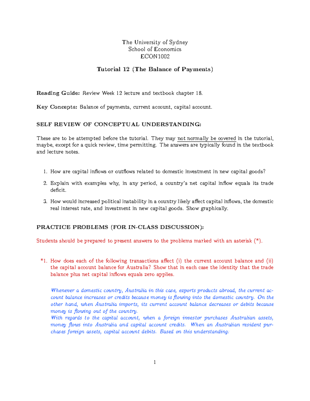 Tutorial Week 12 - The University of Sydney School of Economics ECON ...