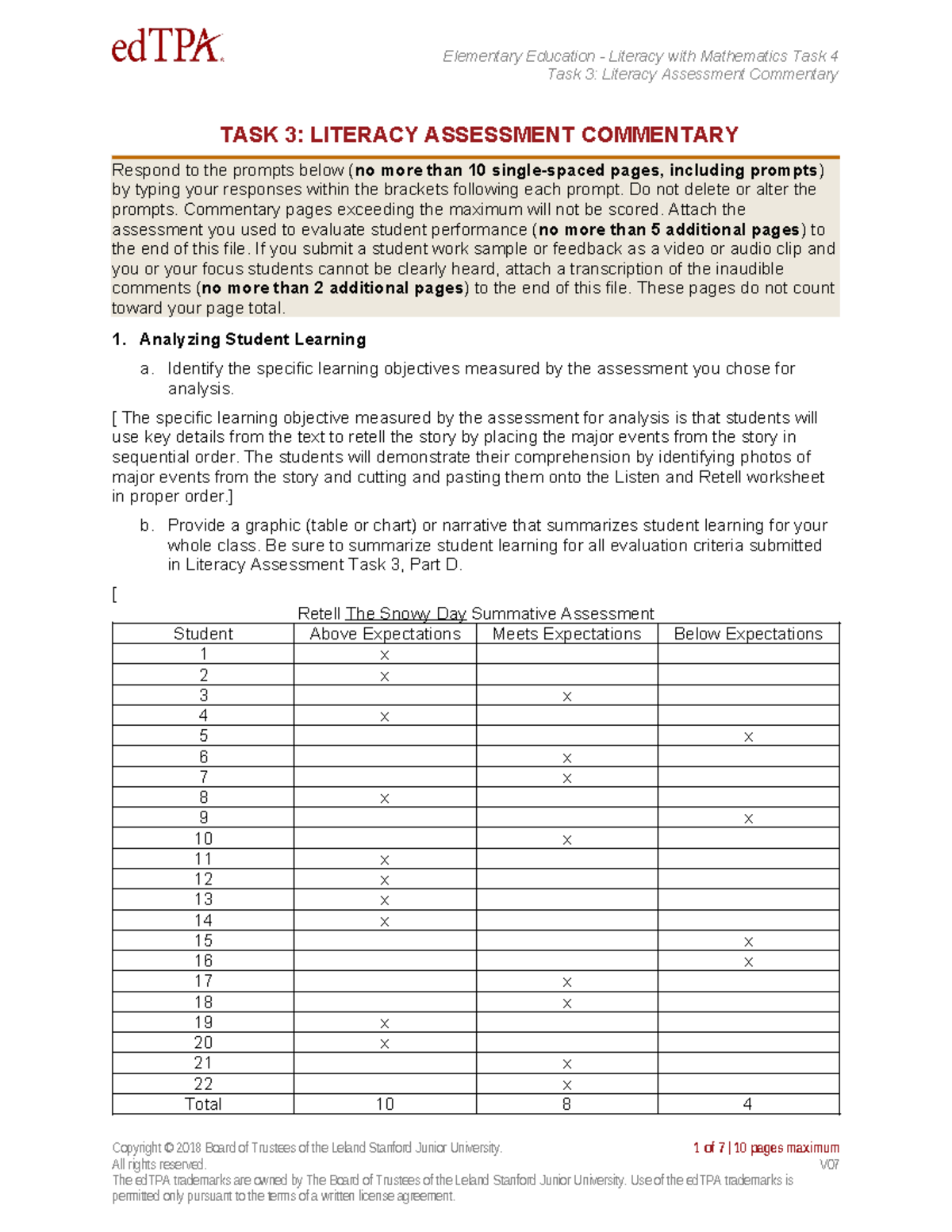 EdTPA Task 3: Literacy Assessment Commentary and Analysis Final - Studocu